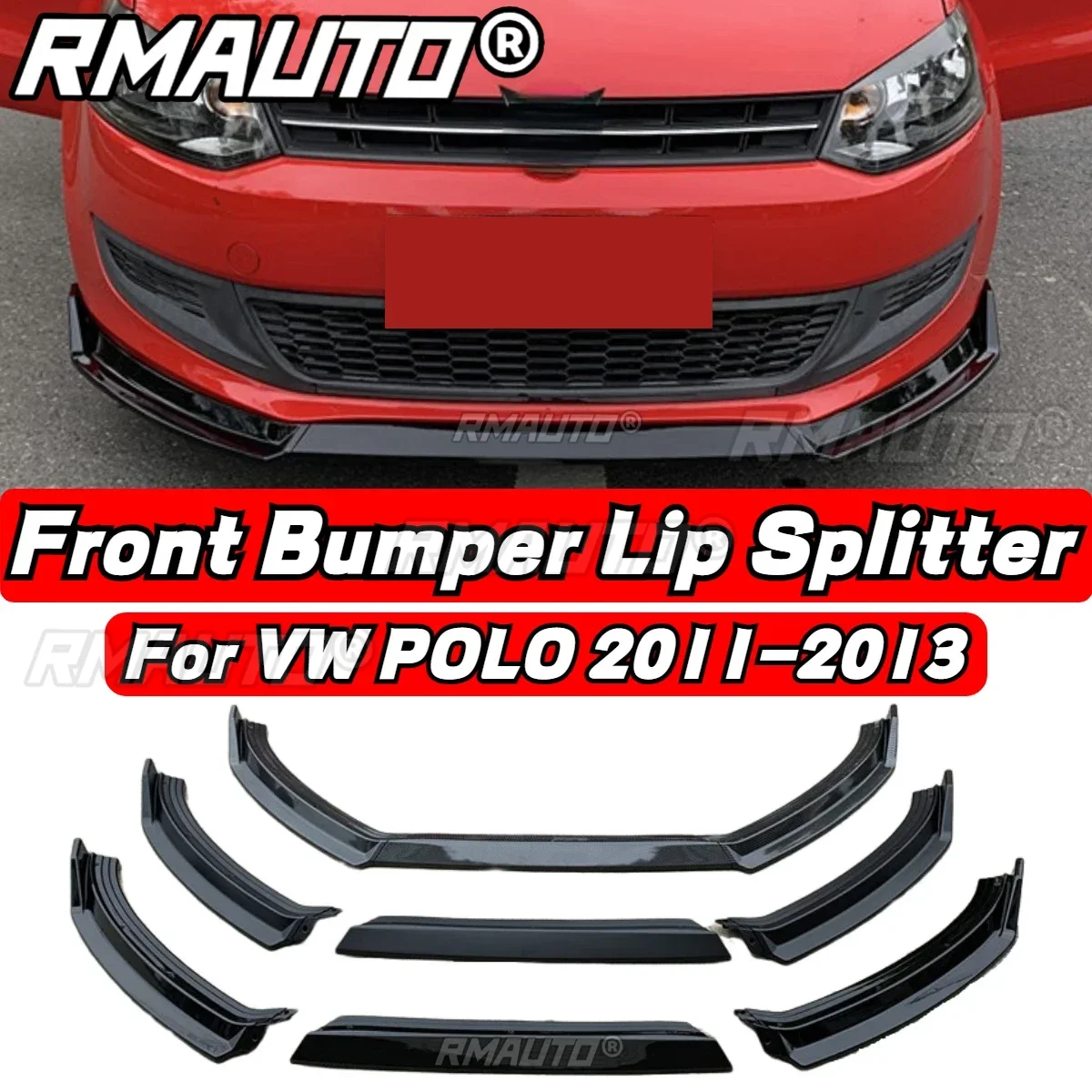 POLO MK7 Lip Car Front Bumper Splitter Diffuser Rear Spoiler For VW ...
