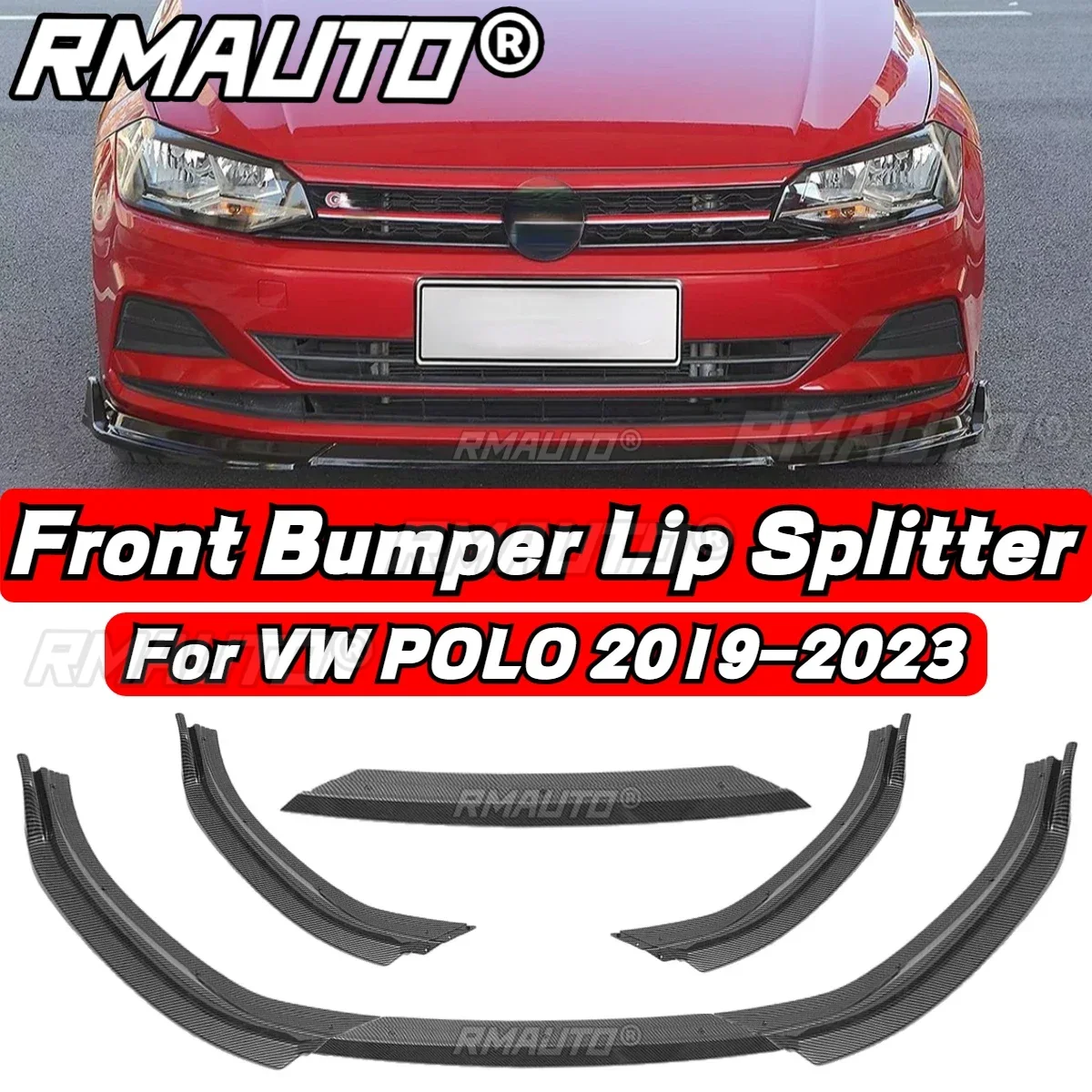 POLO MK8 Spoiler Front Bumper Lip Splitter Spoiler Rear Diffuser For VW ...
