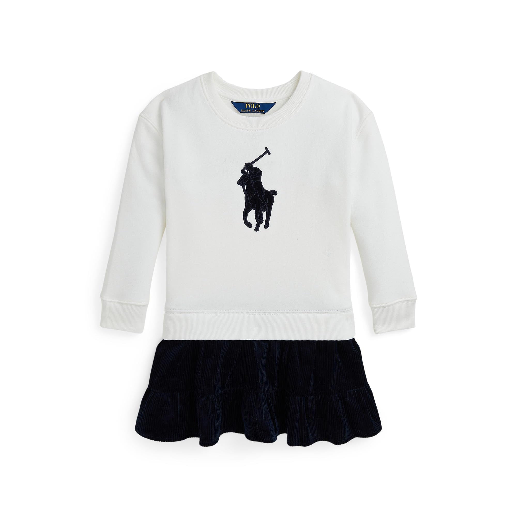 POLO RALPH LAUREN Girls Big Pony Corduroy-Skirt Fleece Dress (Big Kid ...