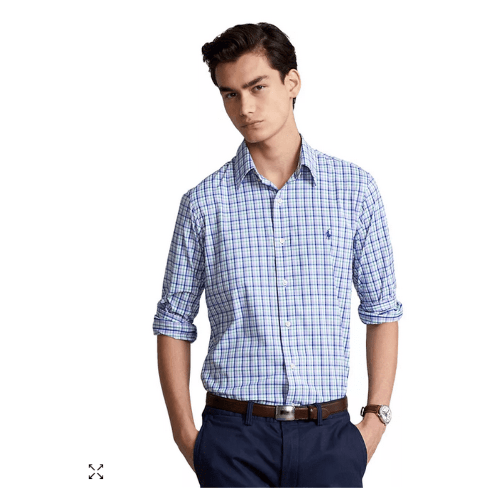 POLO RALPH LAUREN Men's Classic-Fit Performance Twill Shirt MULTI S ...