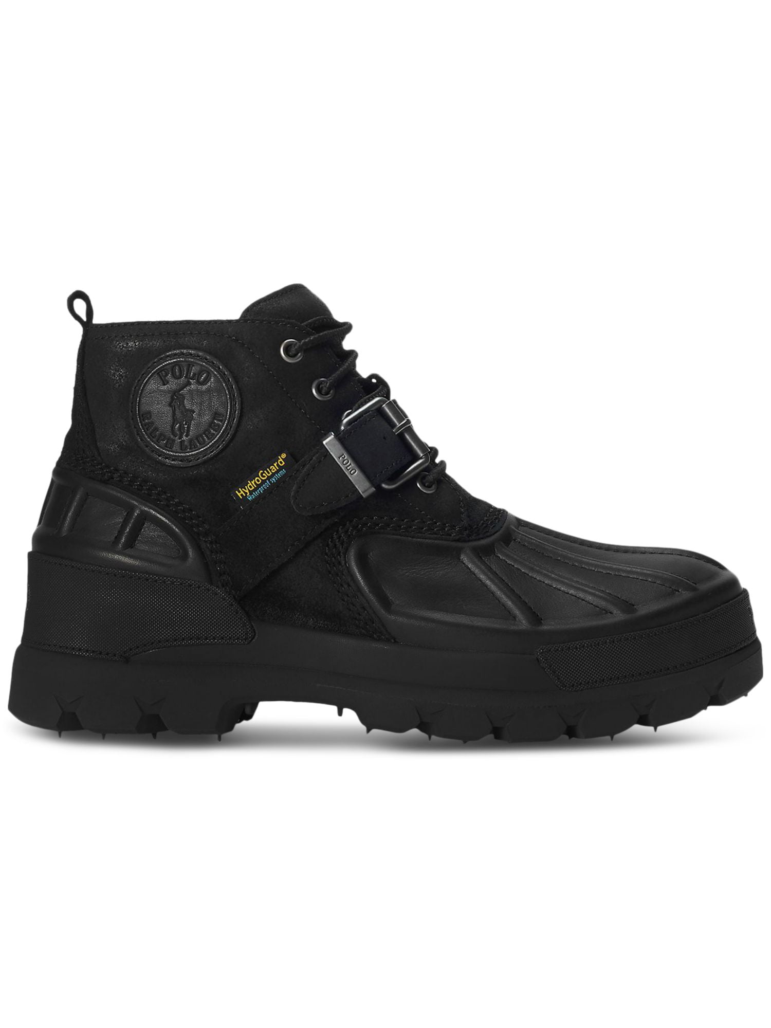 POLO RALPH LAUREN Mens Black Waterproof Buckle Accent Oslo Round Toe ...
