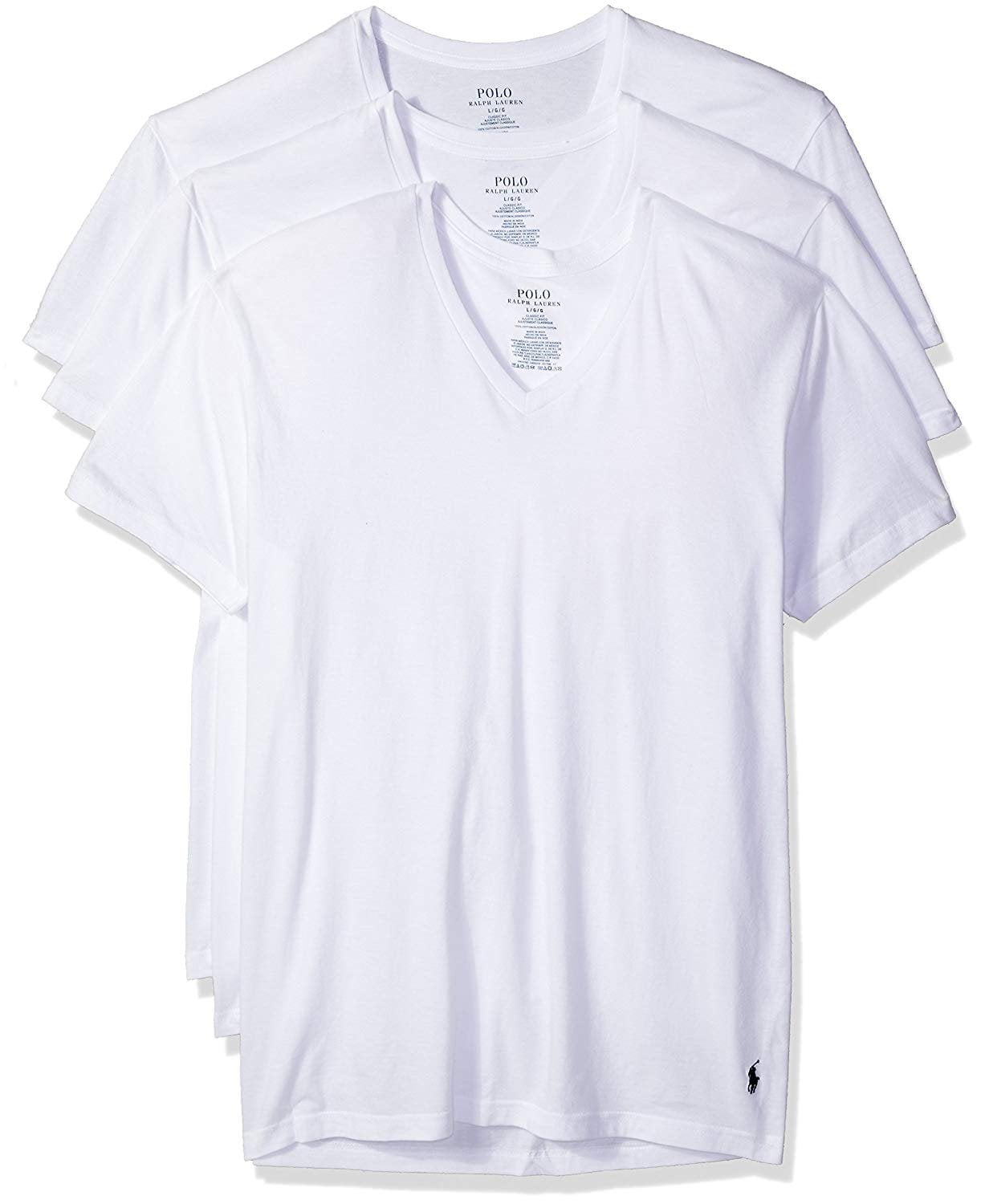POLO Ralph Lauren 3-Pack Mens Moisture Wicking V-Neck T-Shirt (2XLarge ...