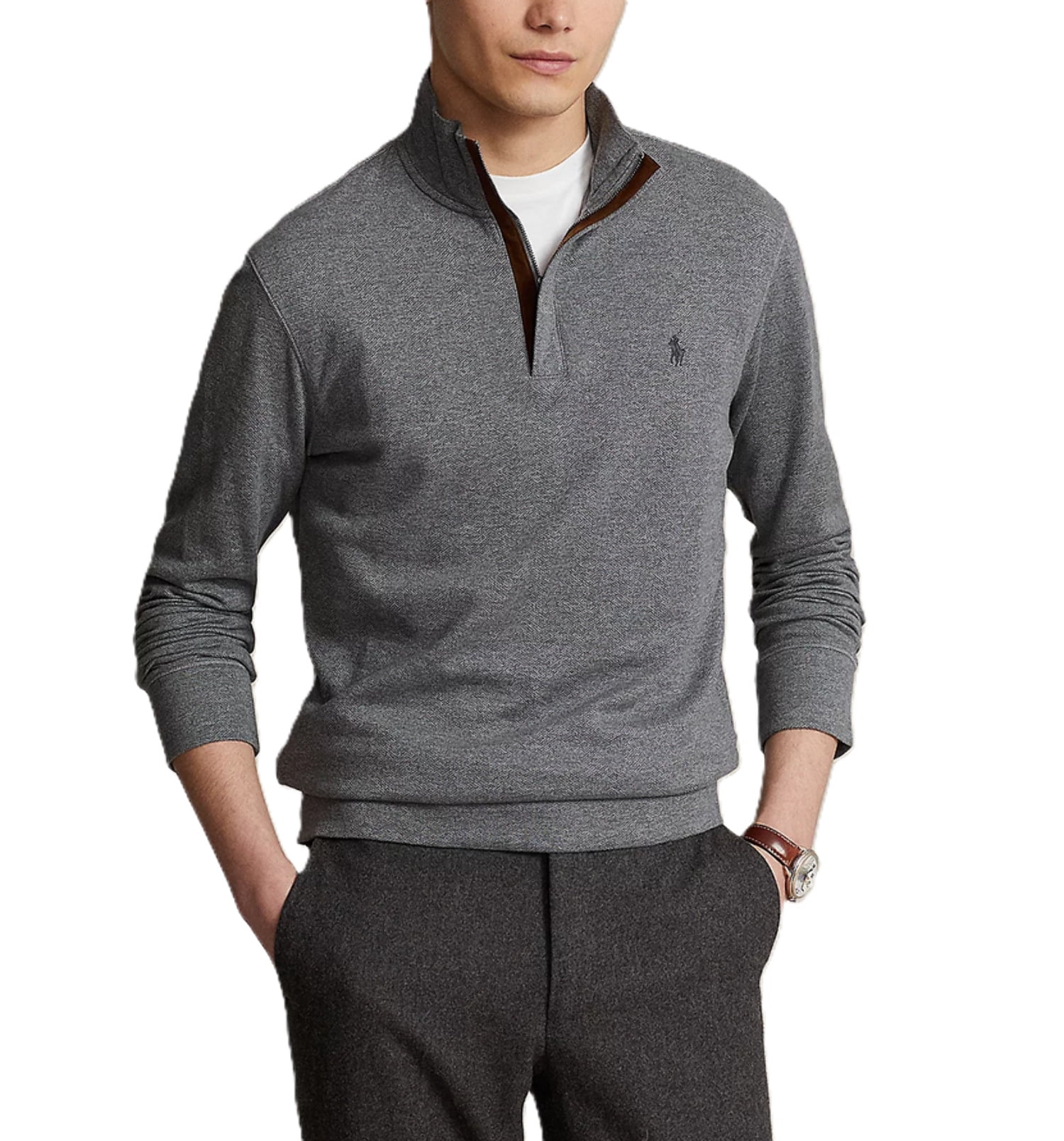 POLO Ralph Lauren MEN Cotton Blend Double Knit Quarter Zip Mock Neck ...