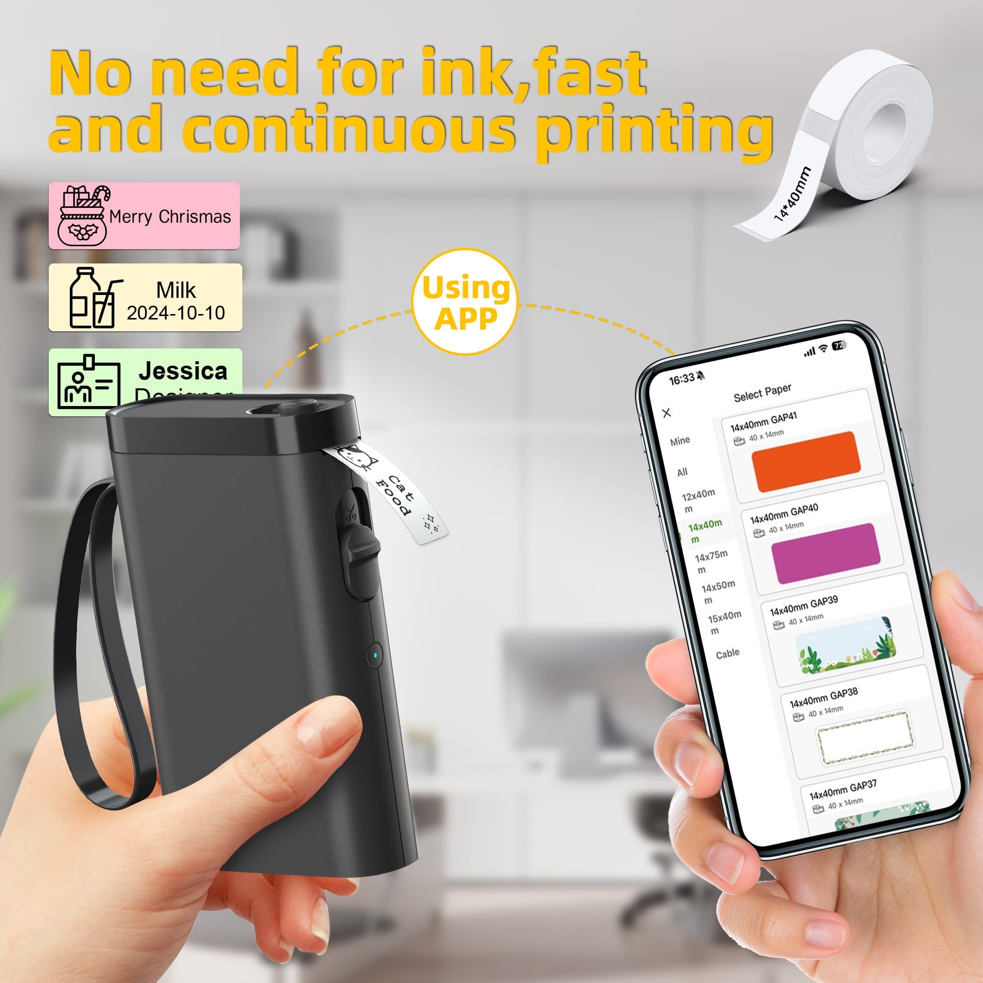 POLONO Label Maker Machine with Tape, P21 Bluetooth Label Printer with ...