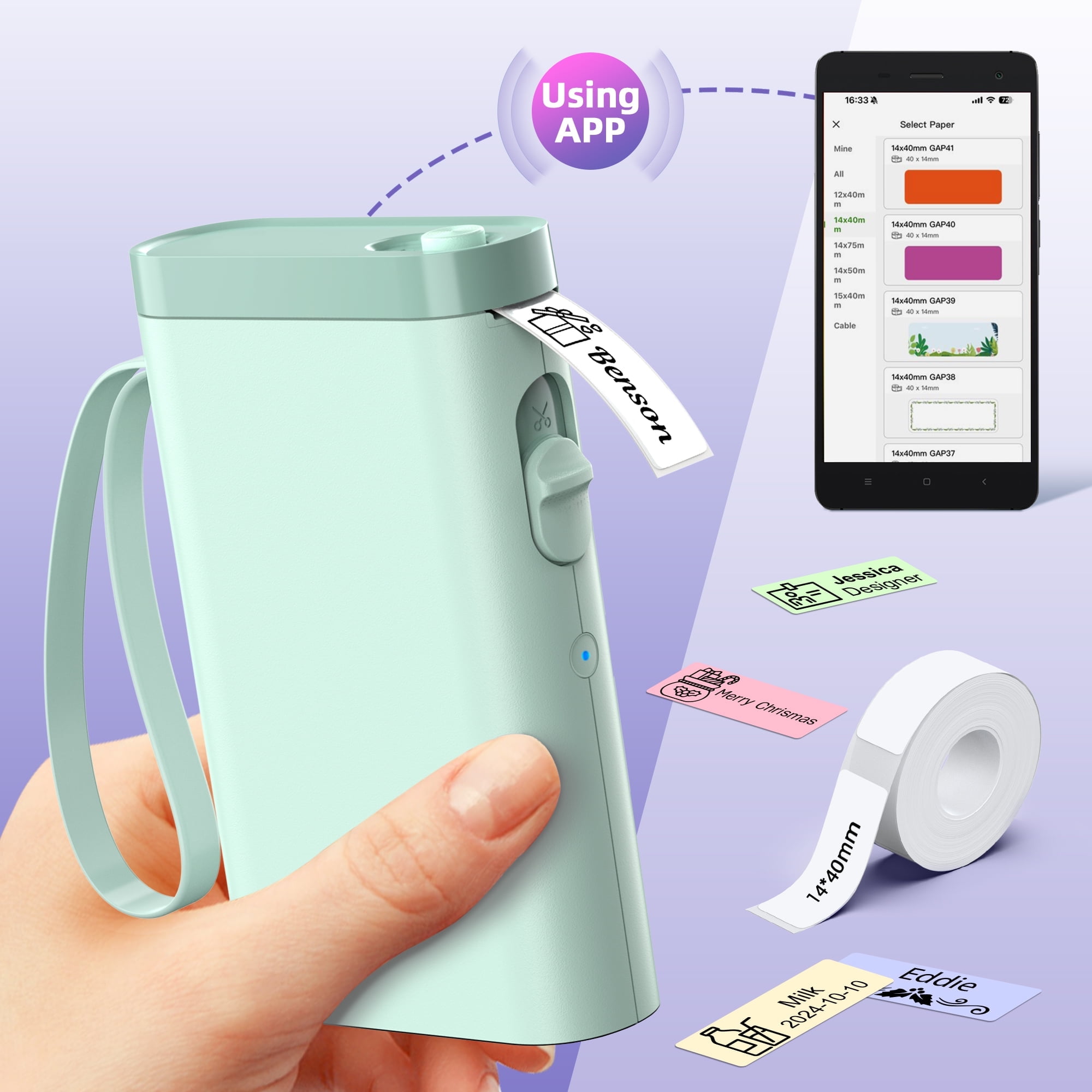 POLONO Label Maker Machine with Tape, P21 Bluetooth Label Printer with ...