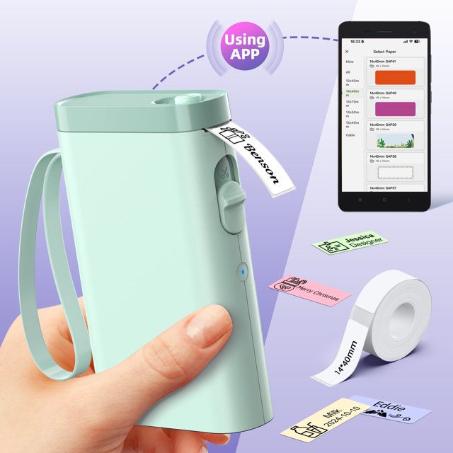 POLONO Label Maker Machine with Tape, P21 Bluetooth Label Printer with ...