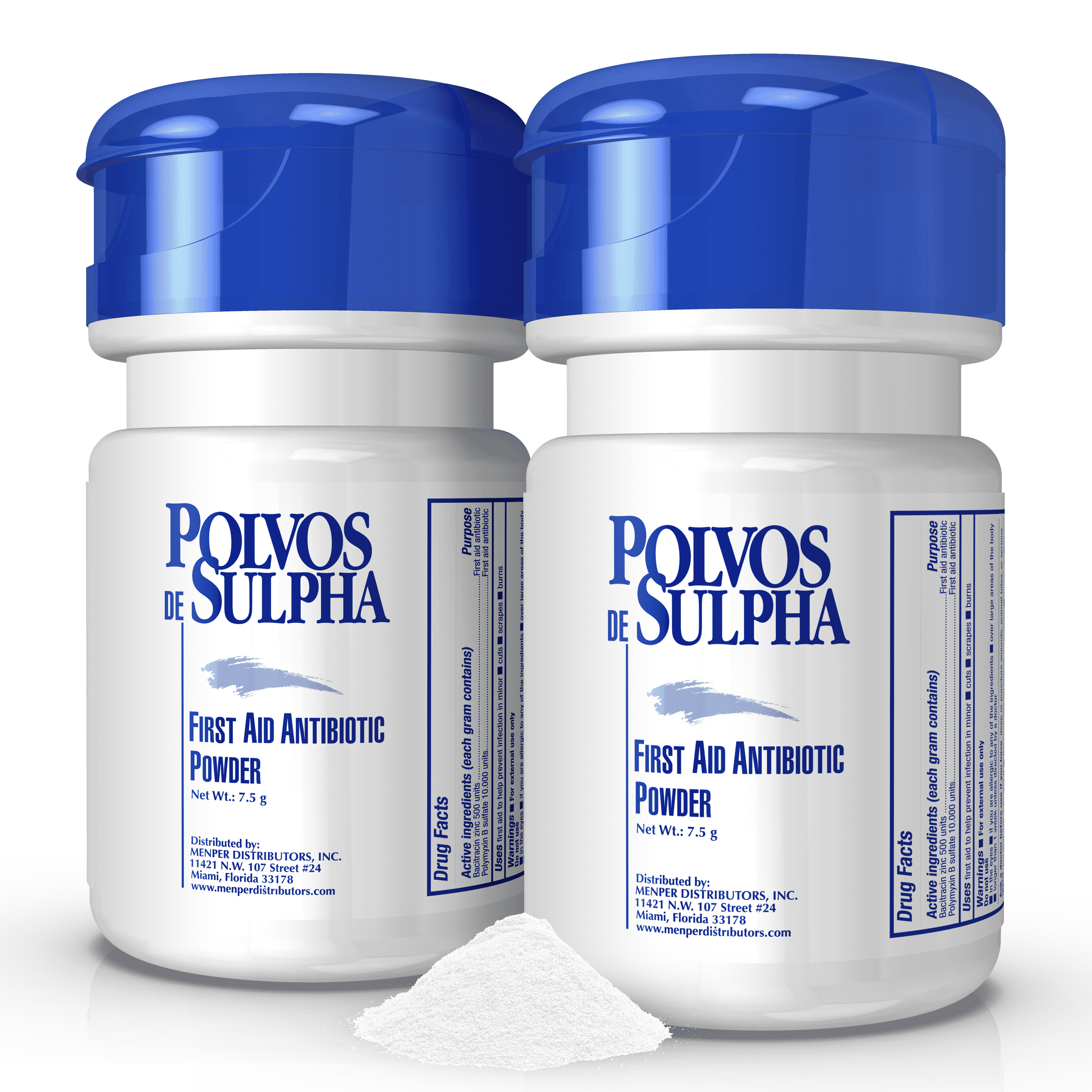 POLVOS DE SULPHA MENPER Antibiotic Powder for Cuts Burns Infection Care ...