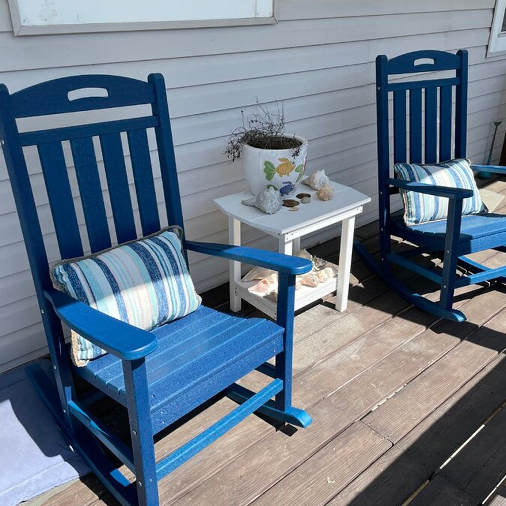 POLYDUN INC Polydun Single Outdoor Plastic Rocking Chair Navy Blue ...