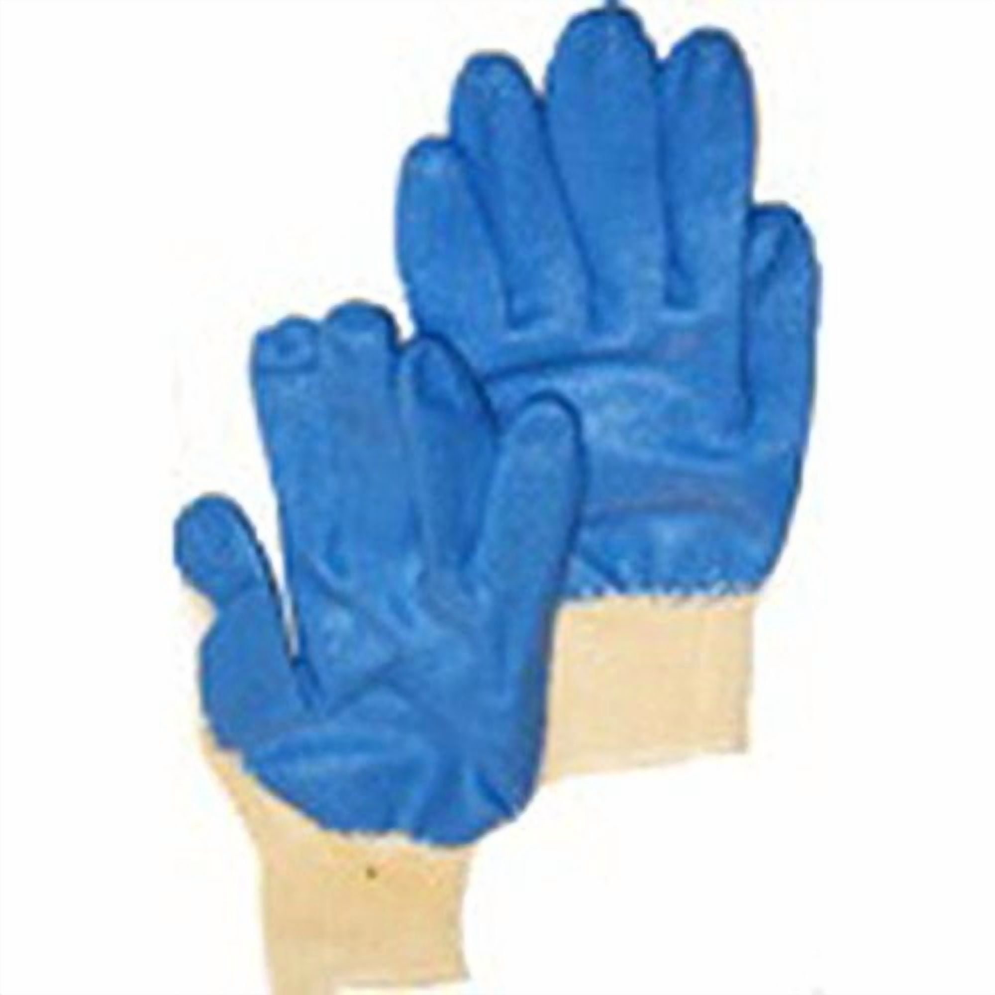 POLYESTER KNIT GLOVES, PALM/ FINGER PVC BLUE COATED, FIRM GRIP (10 PAIR ...