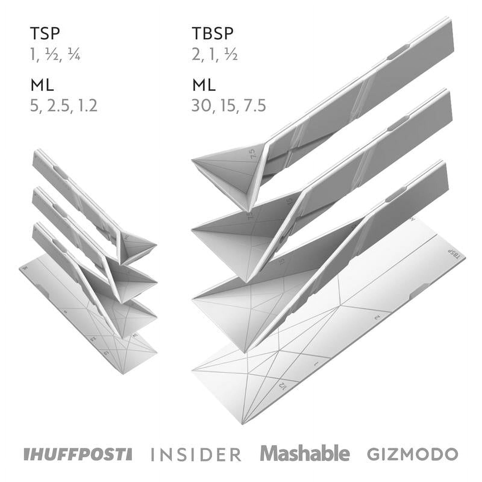 POLYGONS FLAT 3-IN-1 FOLDING MEASURING SPOONS - 2 Spoons with 6 ...