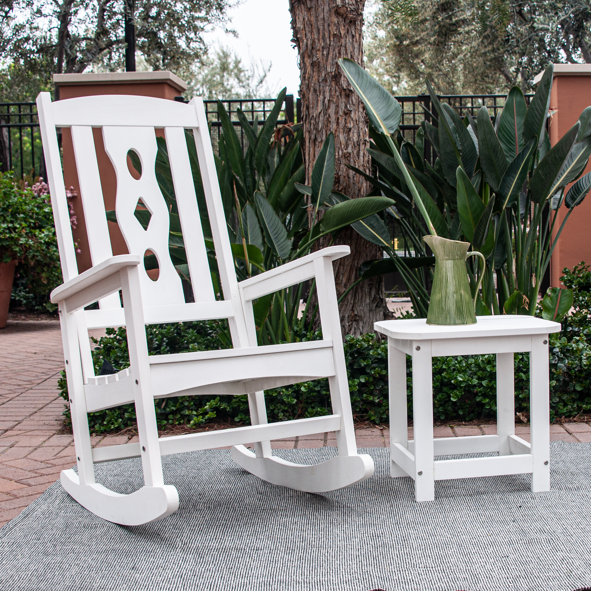 POLYTEAK Outdoor Rocking Chair, Adult-Size, Weather Resistant, Porch ...