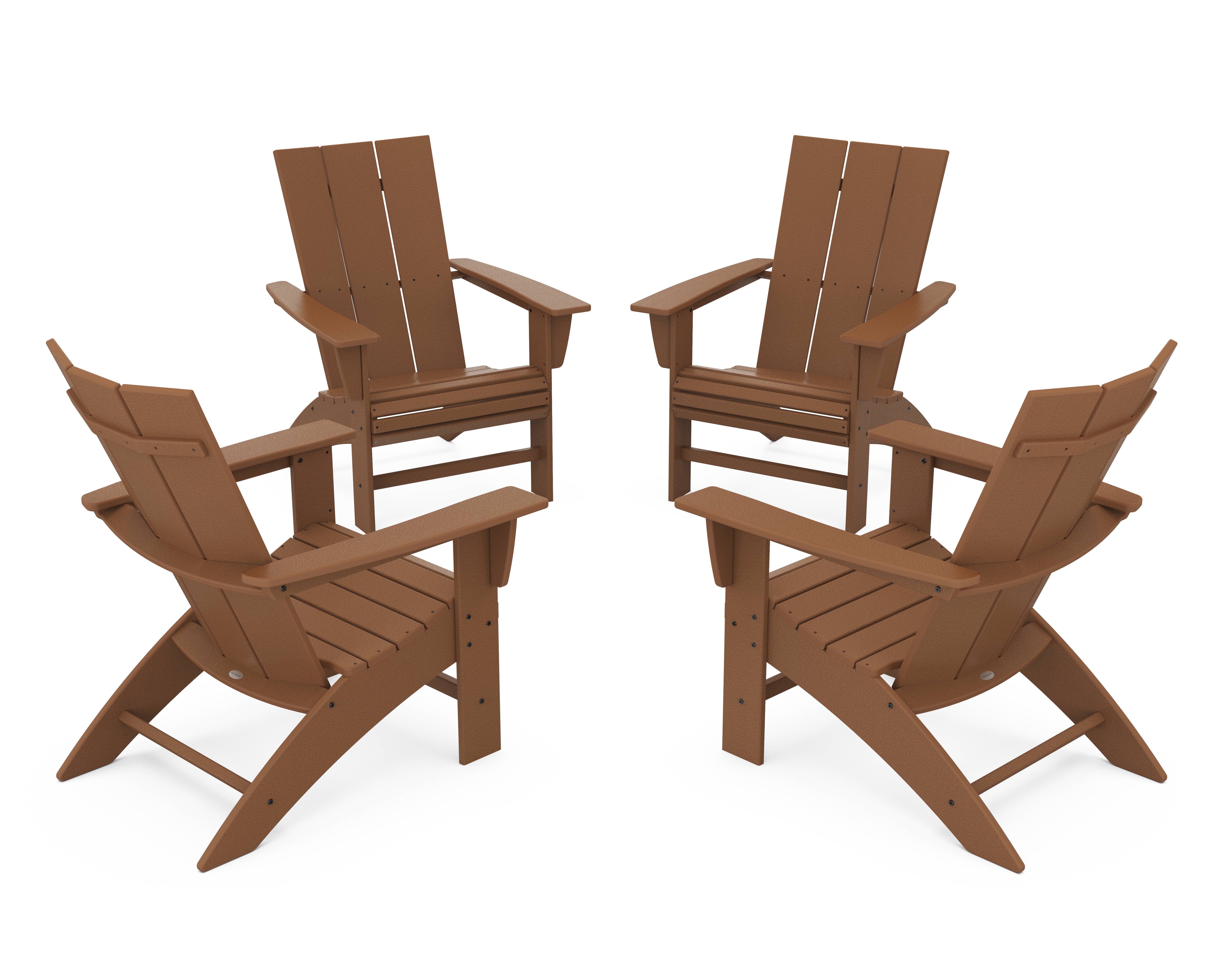 POLYWOOD 4-Piece Modern Curveback Outdoor Adirondack Conversation Set ...