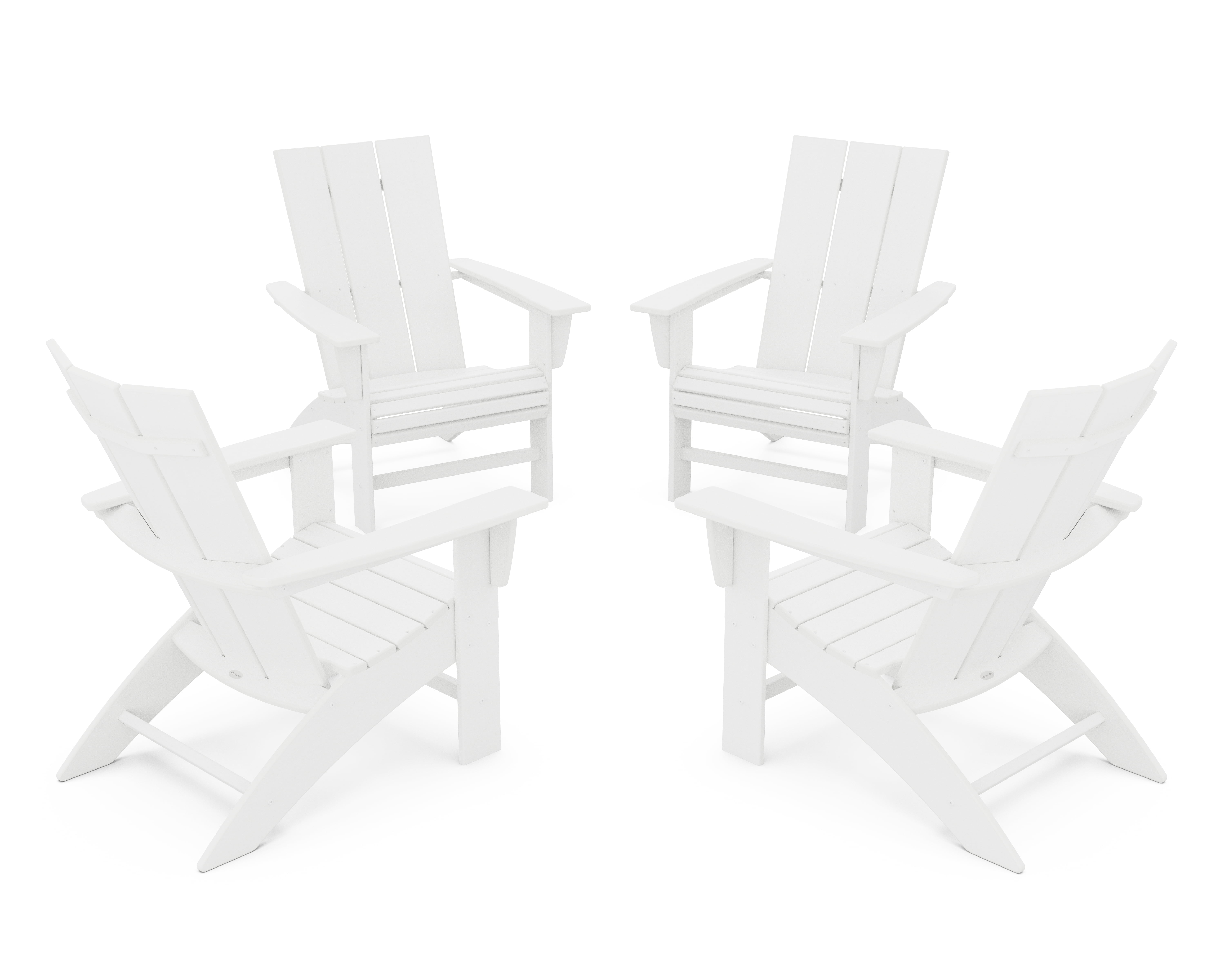 POLYWOOD 4-Piece Modern Curveback Outdoor Adirondack Conversation Set ...