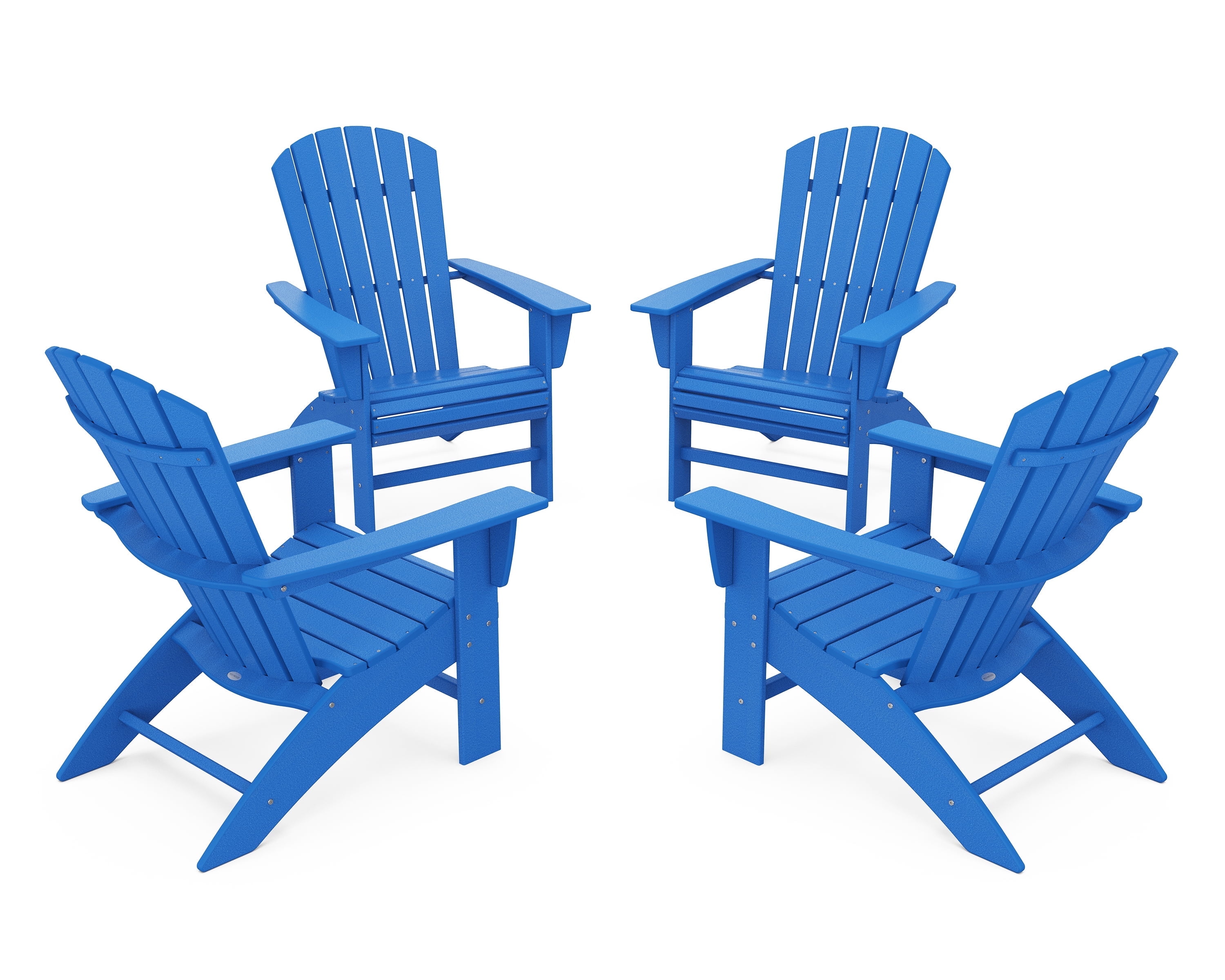 POLYWOOD 4-Piece Nautical Curveback Outdoor Adirondack Chair ...