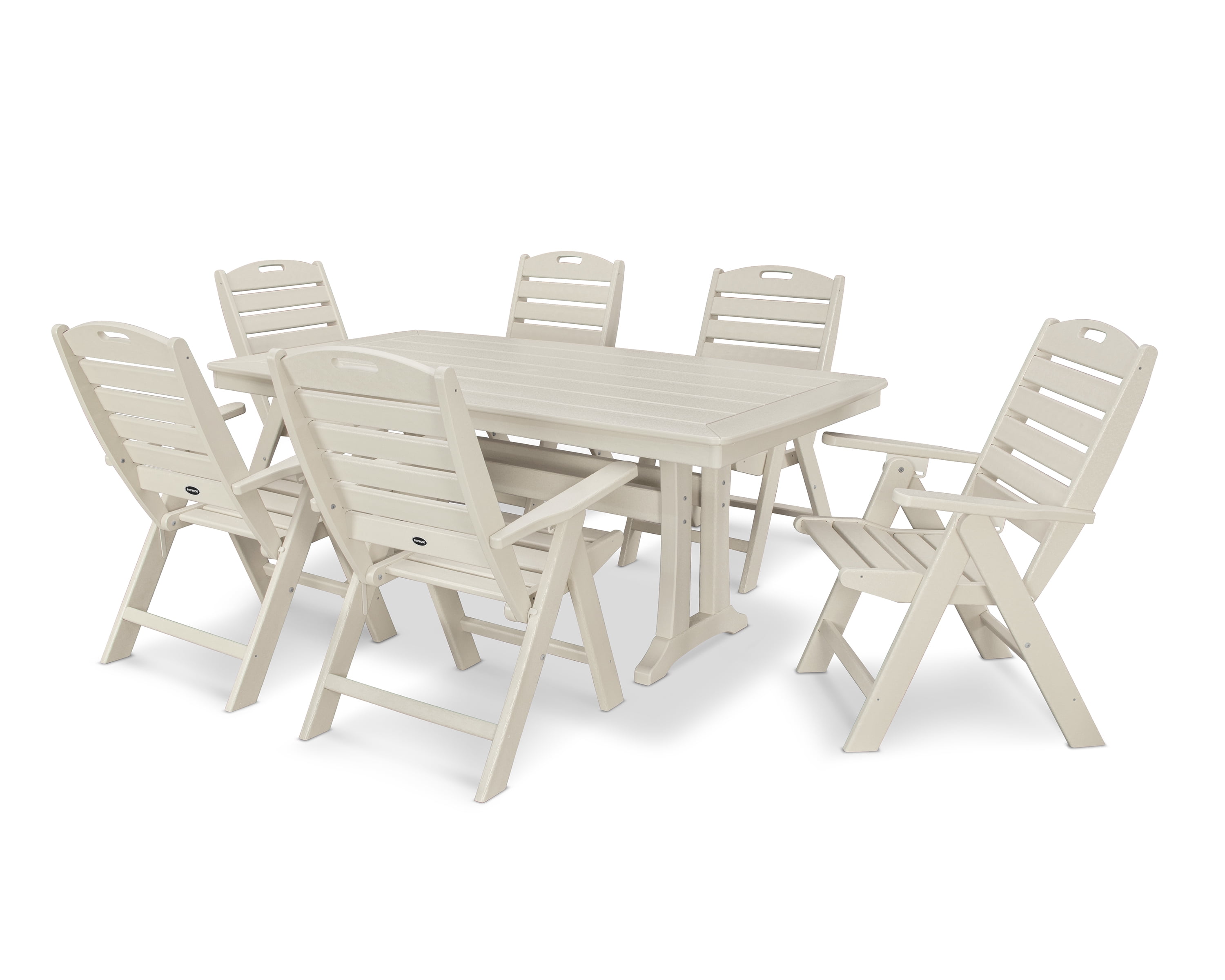 POLYWOOD 7 Piece Nautical Dining Set in Sand - Walmart.com