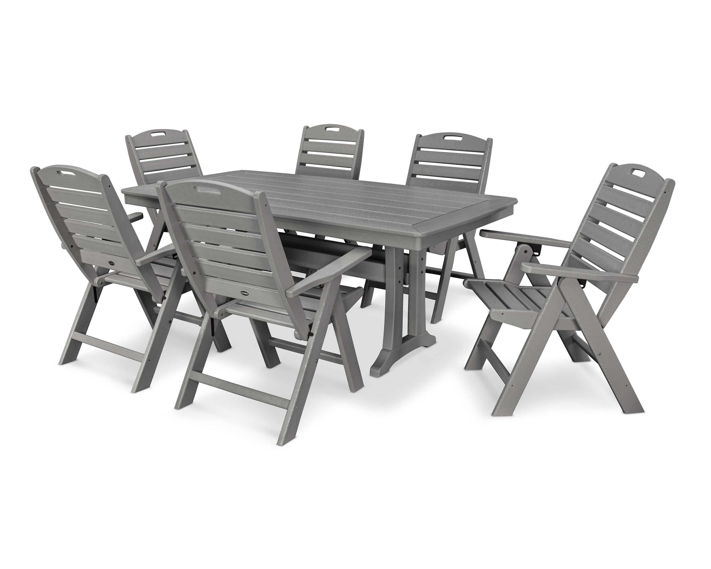 POLYWOOD 7 Piece Nautical Dining Set in Slate Grey - Walmart.com