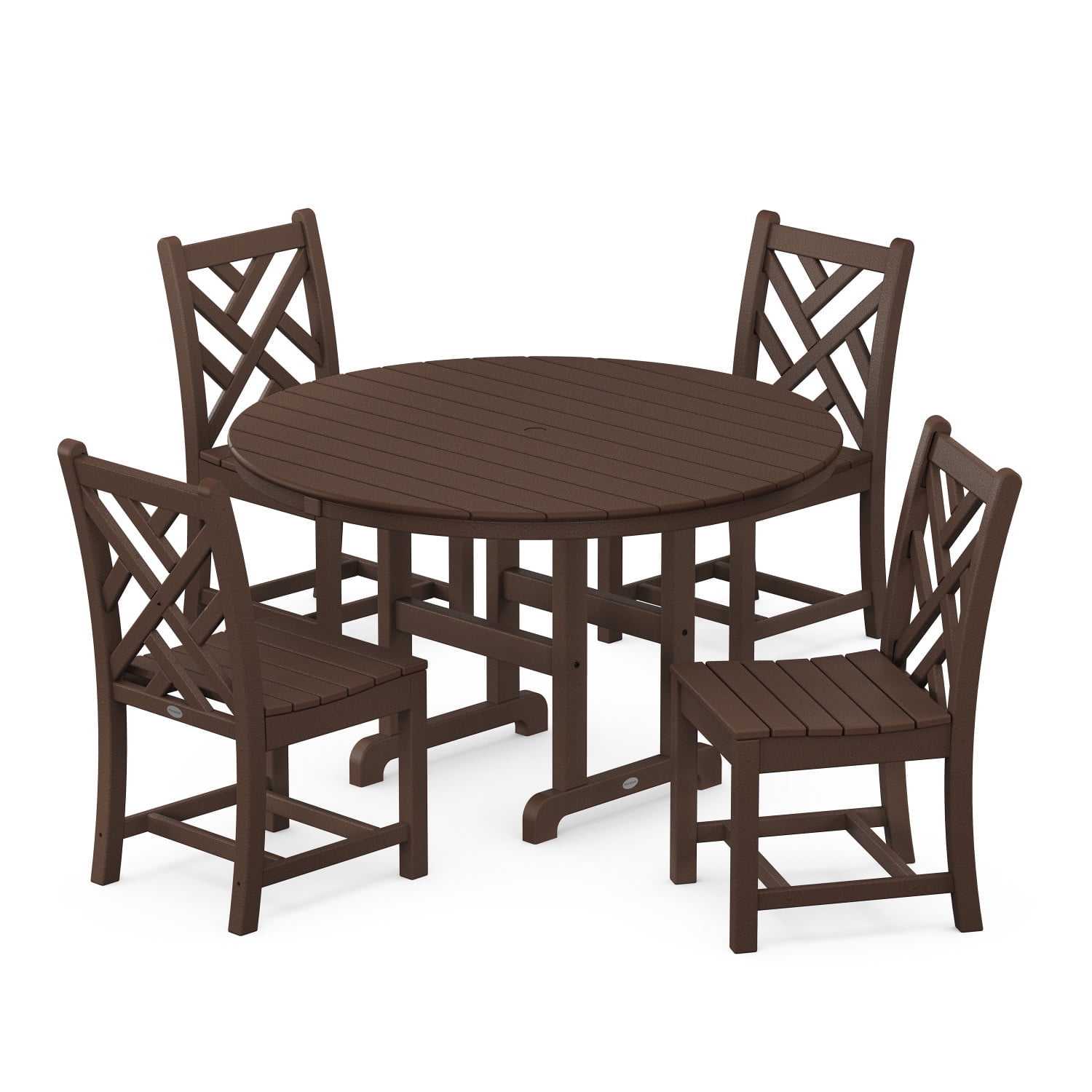 POLYWOOD Chippendale 5-Piece Round Side Chair Dining Set in Mahogany ...