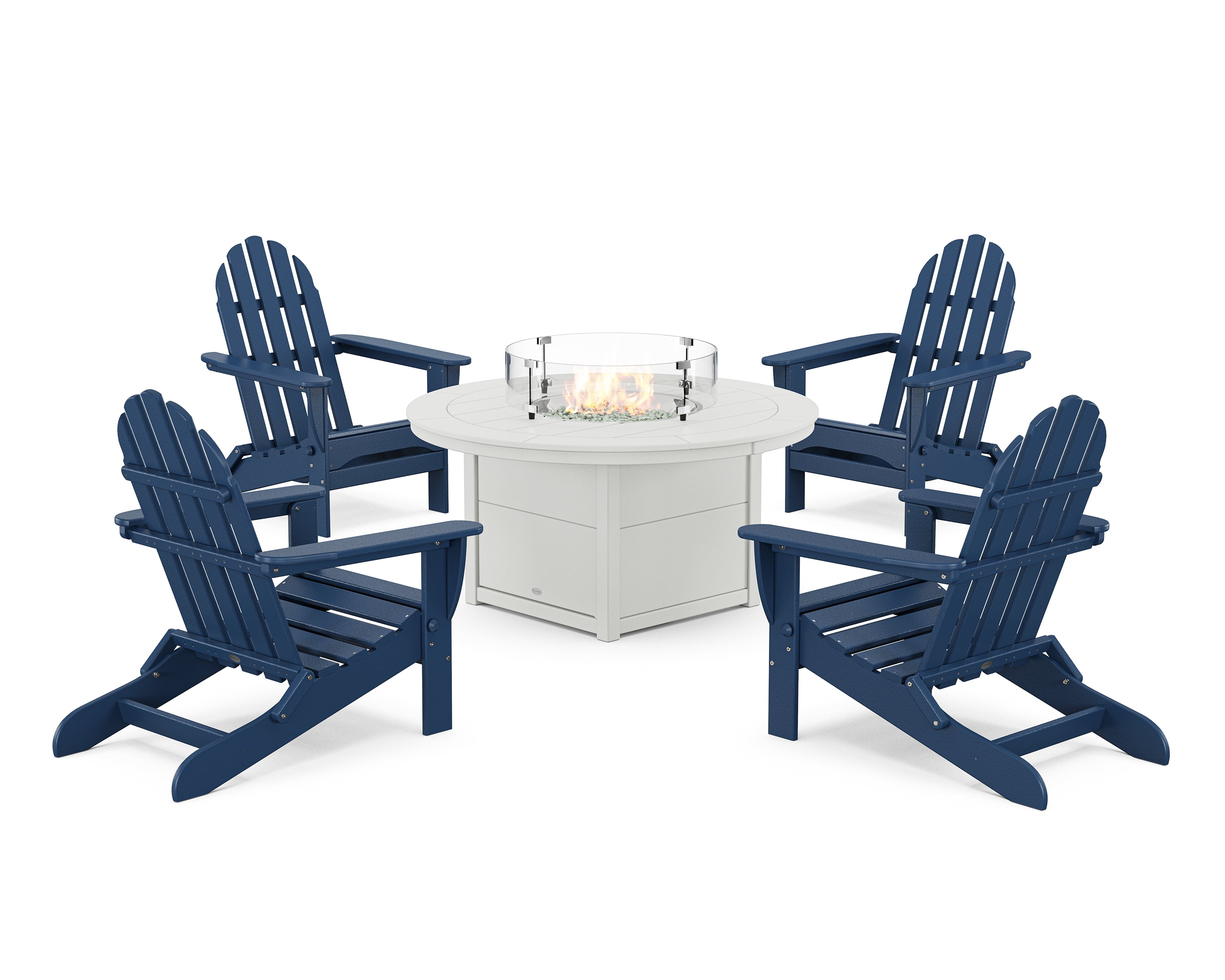 POLYWOOD Classic Folding Adirondack 6-Piece Conversation Set with Fire ...