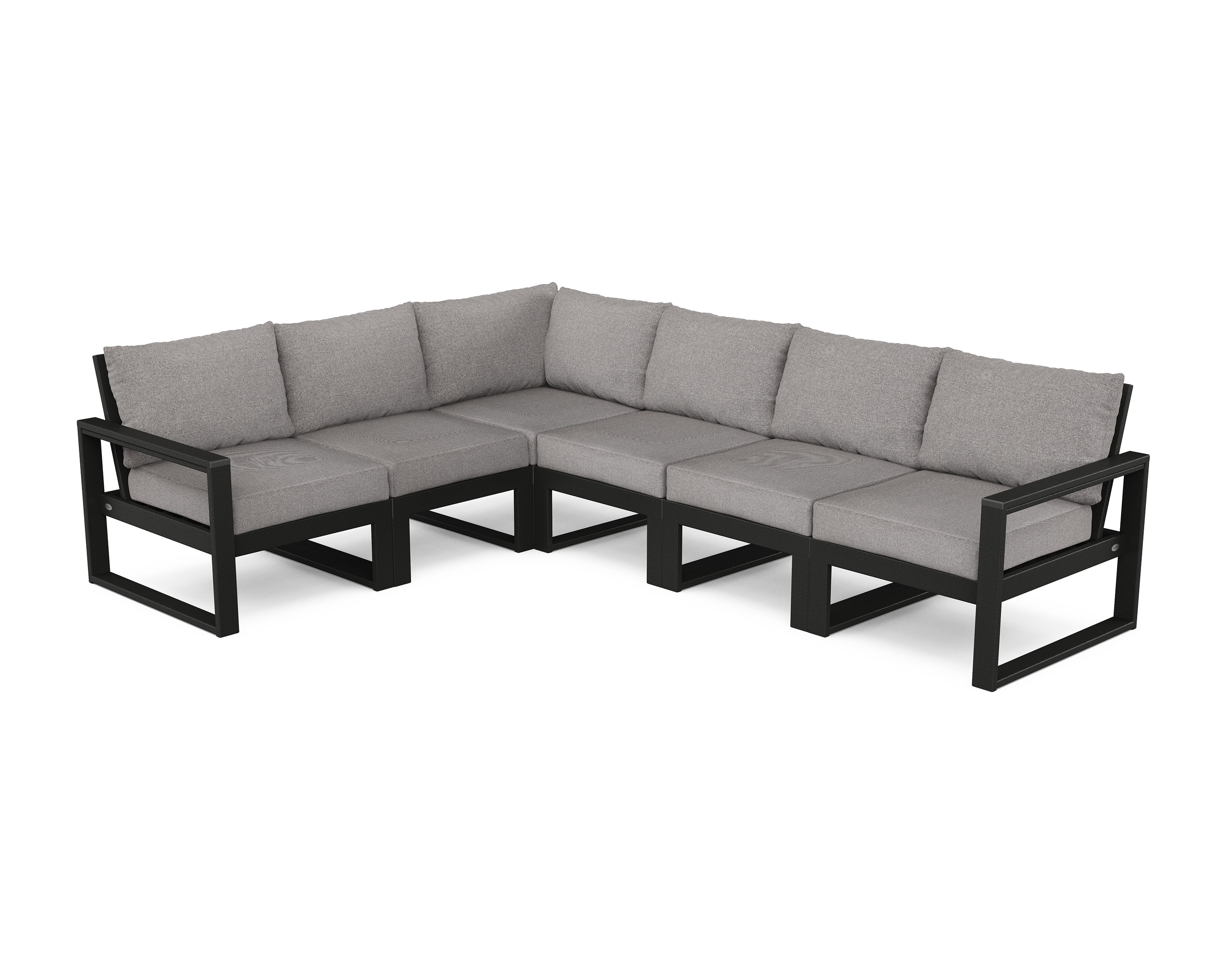POLYWOOD EDGE 6-Piece Modular Deep Seating Set in Black / Grey Mist ...
