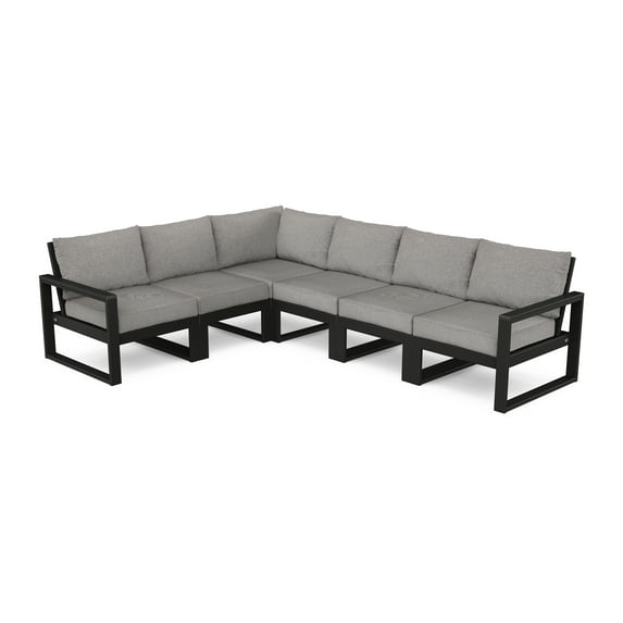 POLYWOOD EDGE 6-Piece Modular Deep Seating Set in Black / Grey Mist ...