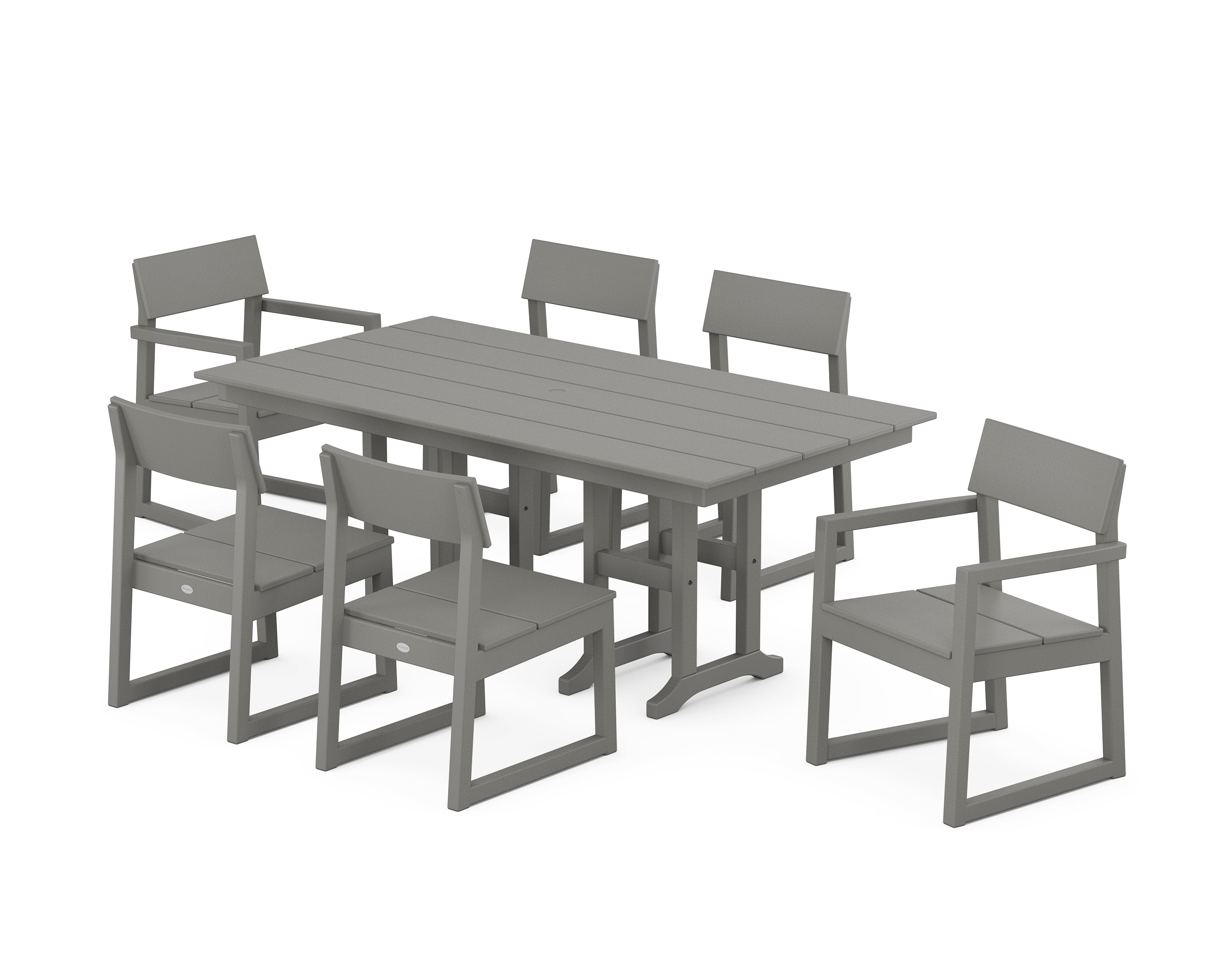 POLYWOOD EDGE 7-Piece Farmhouse Dining Set in Slate Grey - Walmart.com