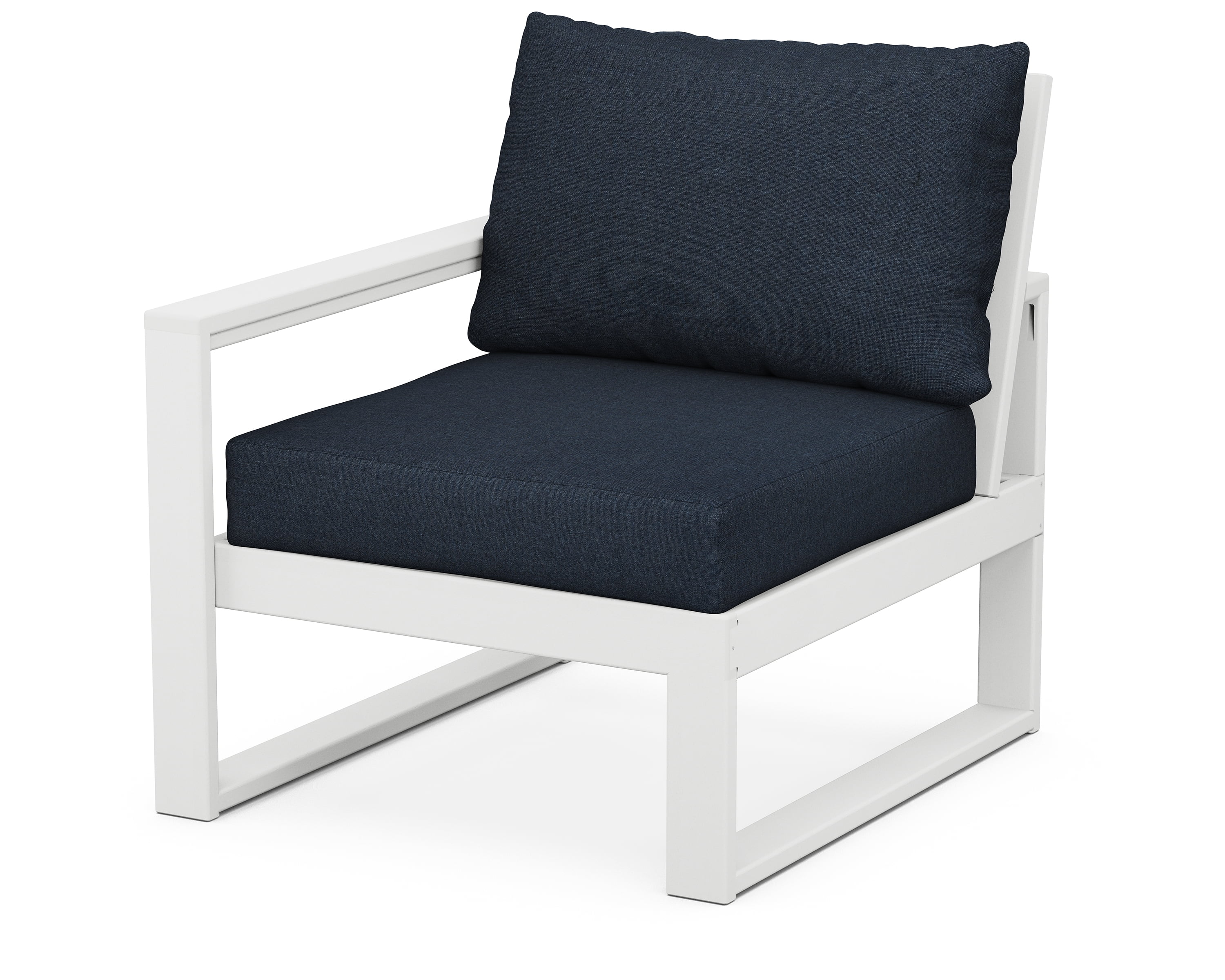 POLYWOOD® EDGE Modular Left Arm Chair in White / Marine Indigo ...