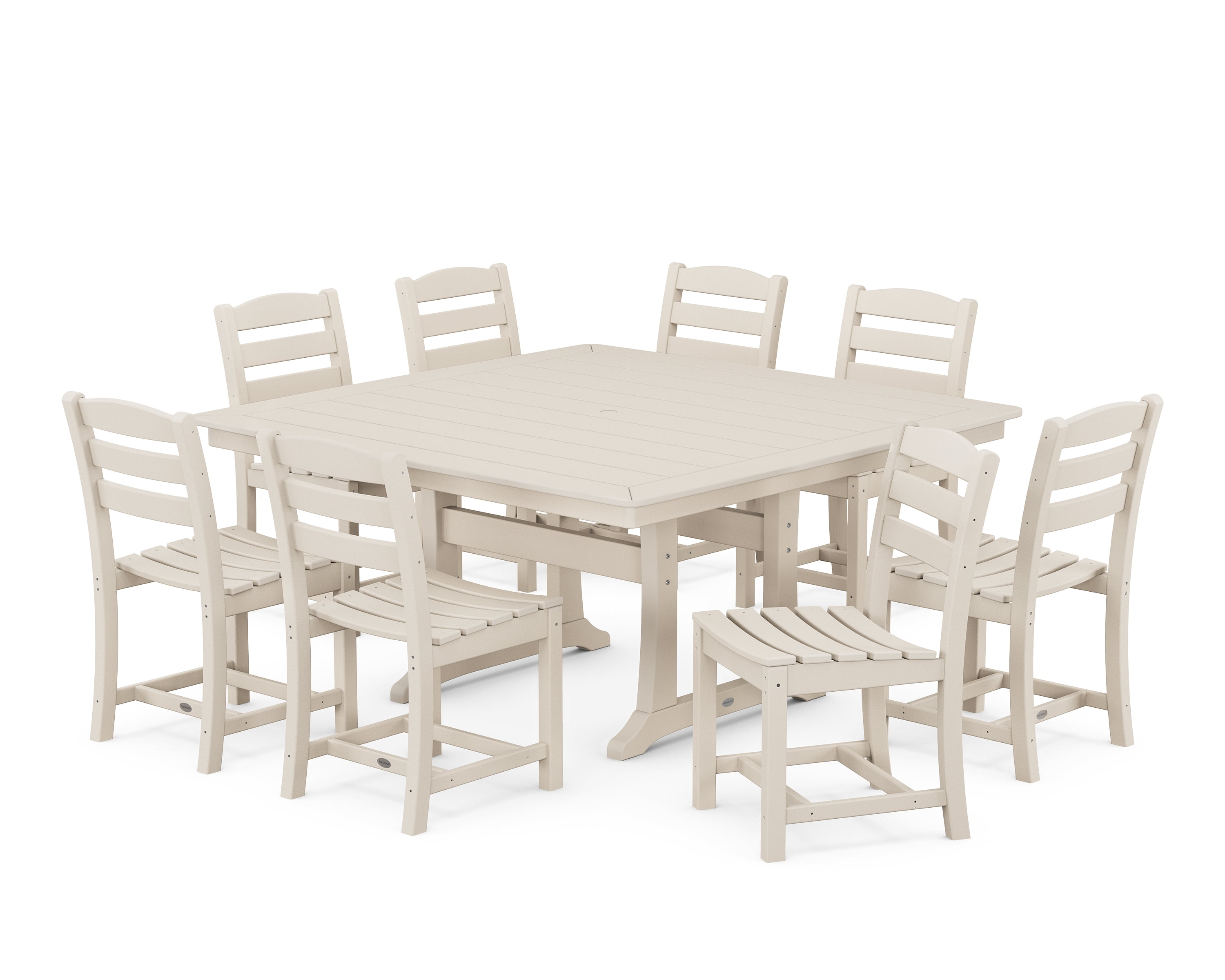 POLYWOOD La Casa Cafe 9-Piece Nautical Trestle Dining Set in Sand ...