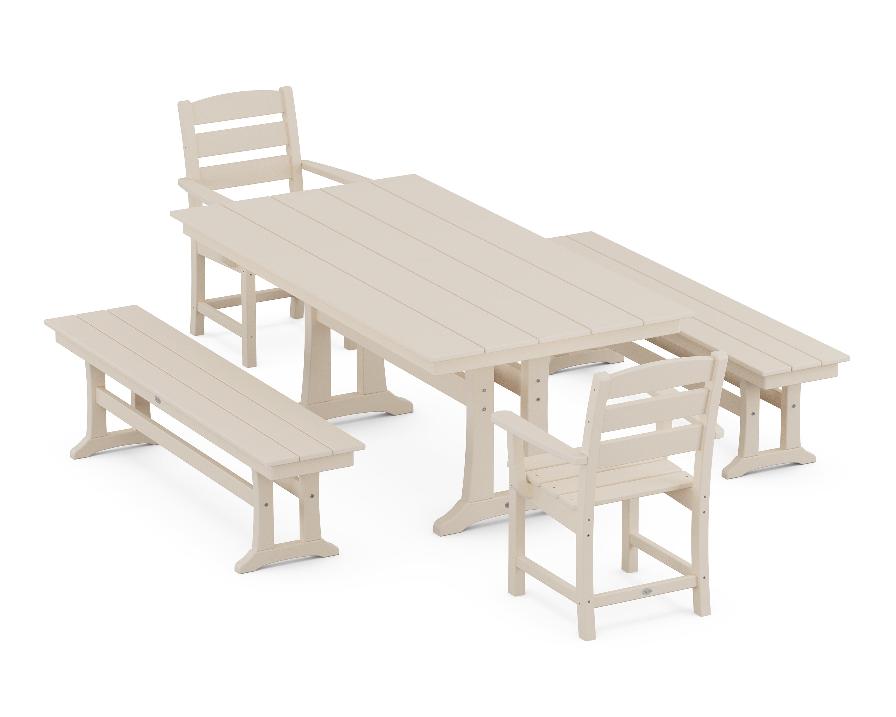 POLYWOOD Lakeside 5-Piece Farmhouse Dining Set With Trestle Legs in ...