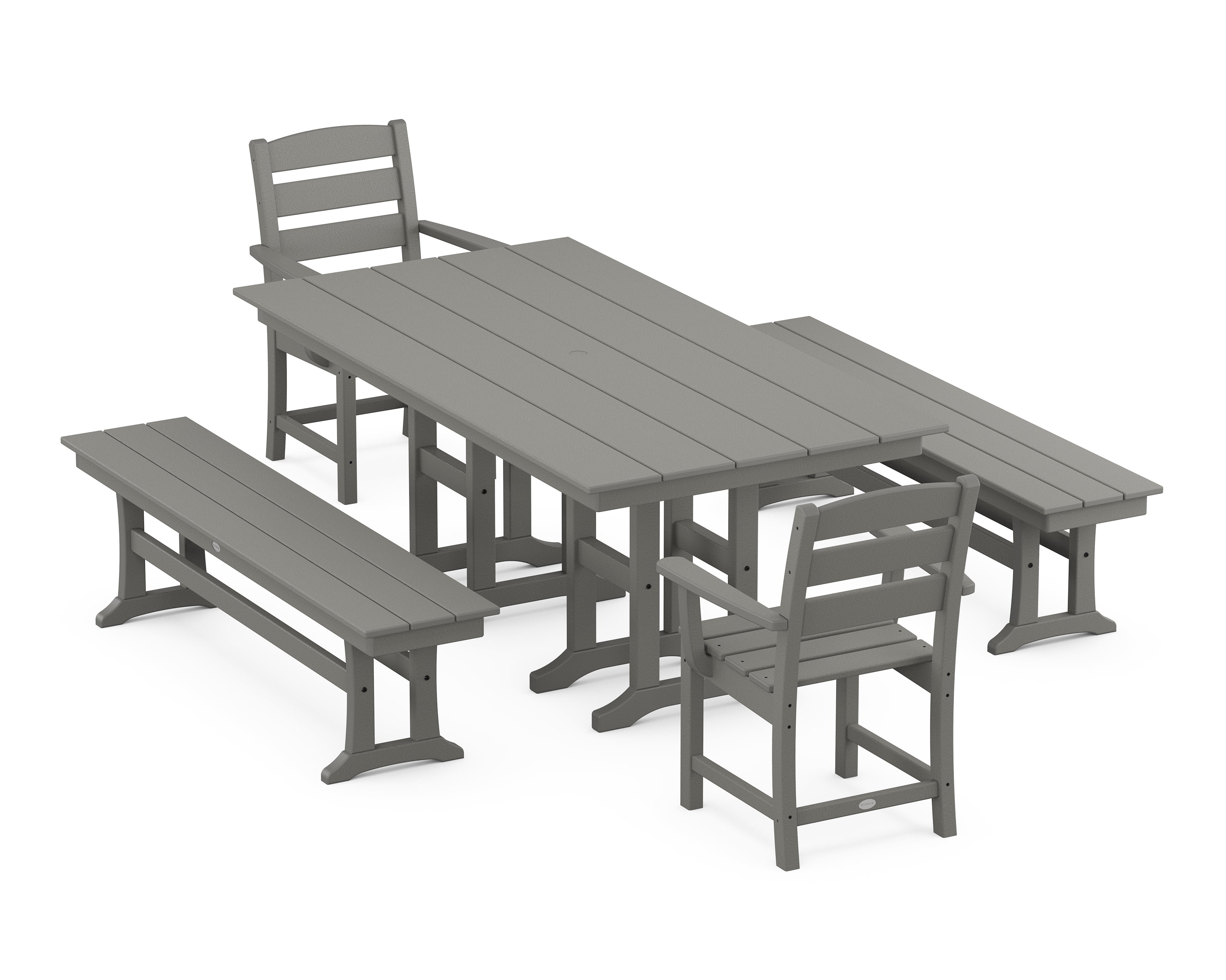 POLYWOOD Lakeside Outdoor Patio Seating 5-Piece Farmhouse Dining Set ...