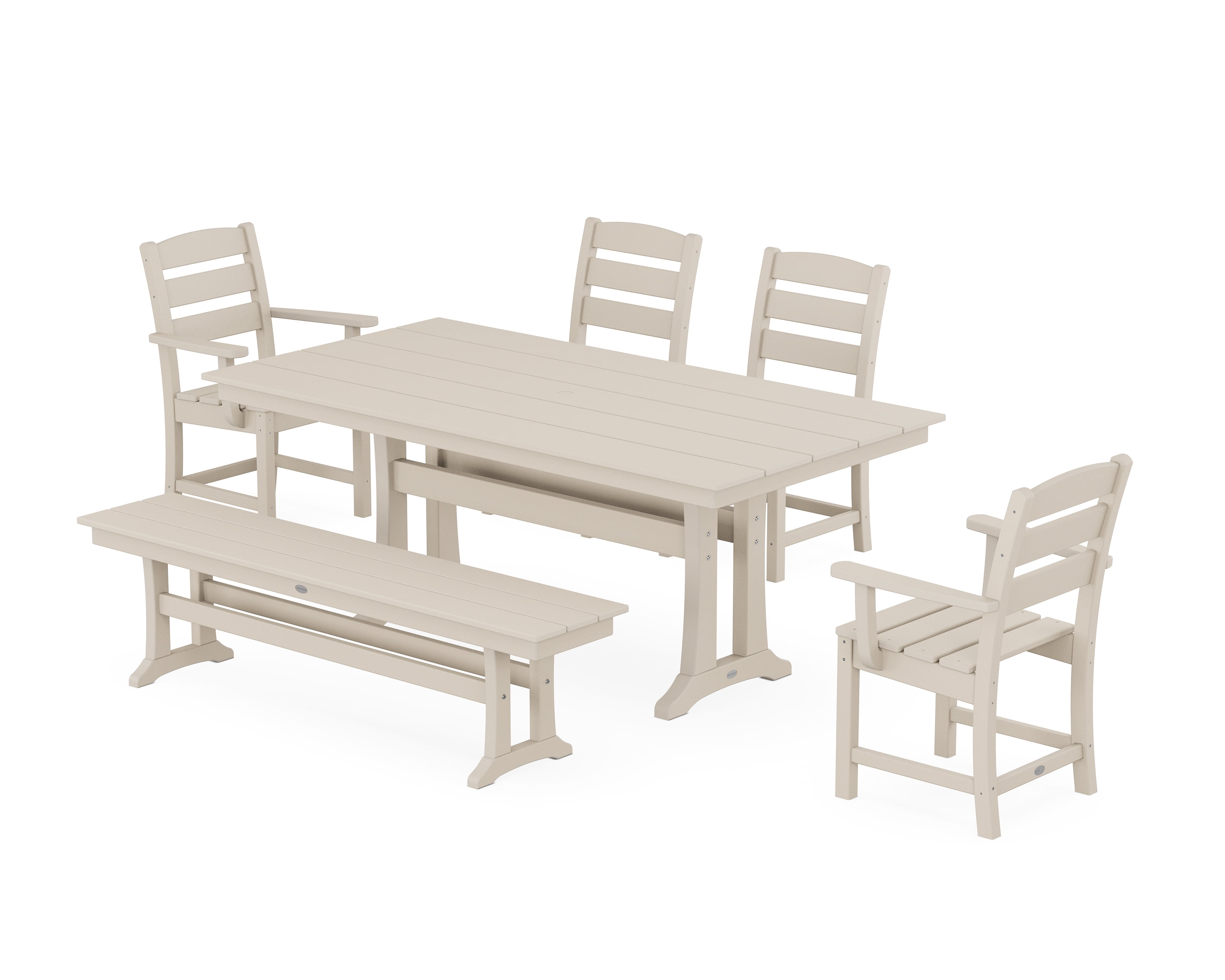 POLYWOOD Lakeside 6-Piece Farmhouse Dining Set With Trestle Legs in ...