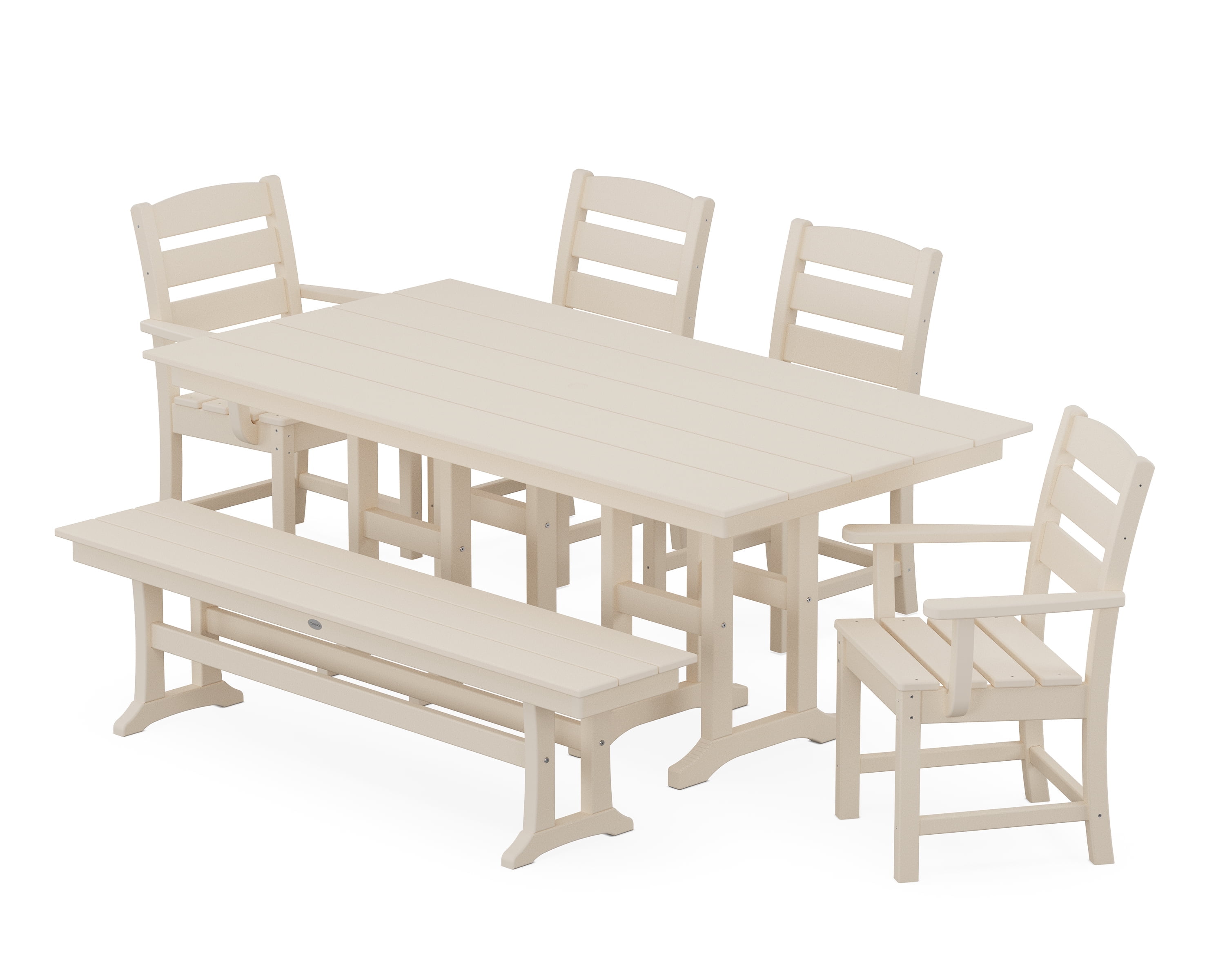 POLYWOOD Lakeside Outdoor Patio Wood Seating 6-Piece Farmhouse Dining ...