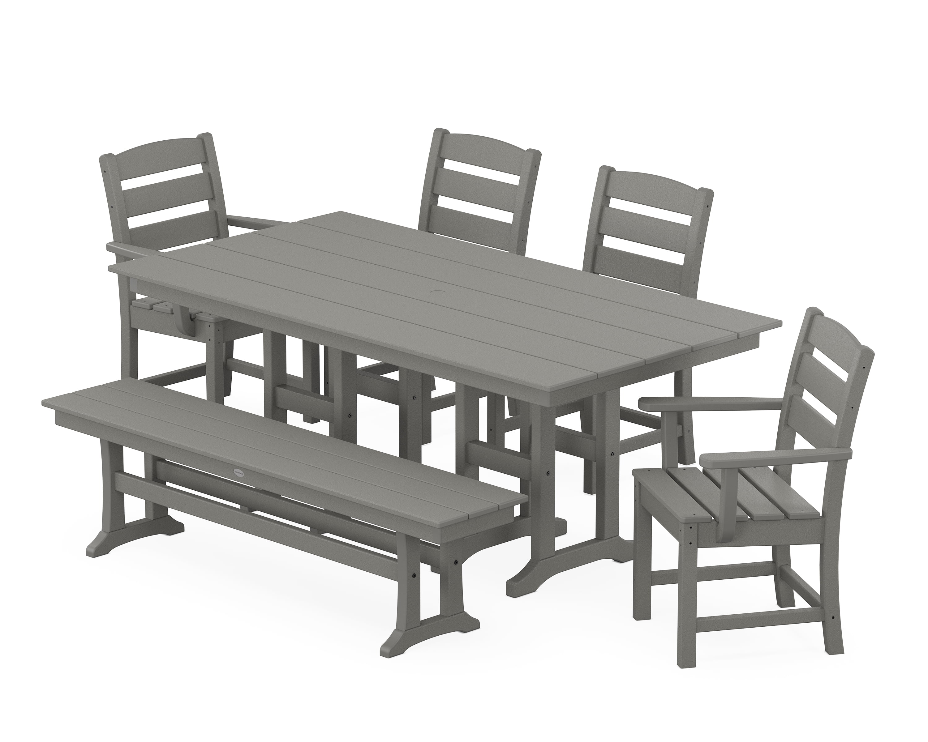 POLYWOOD Lakeside Outdoor Patio Table Chairs Set - 6-Piece Wood ...