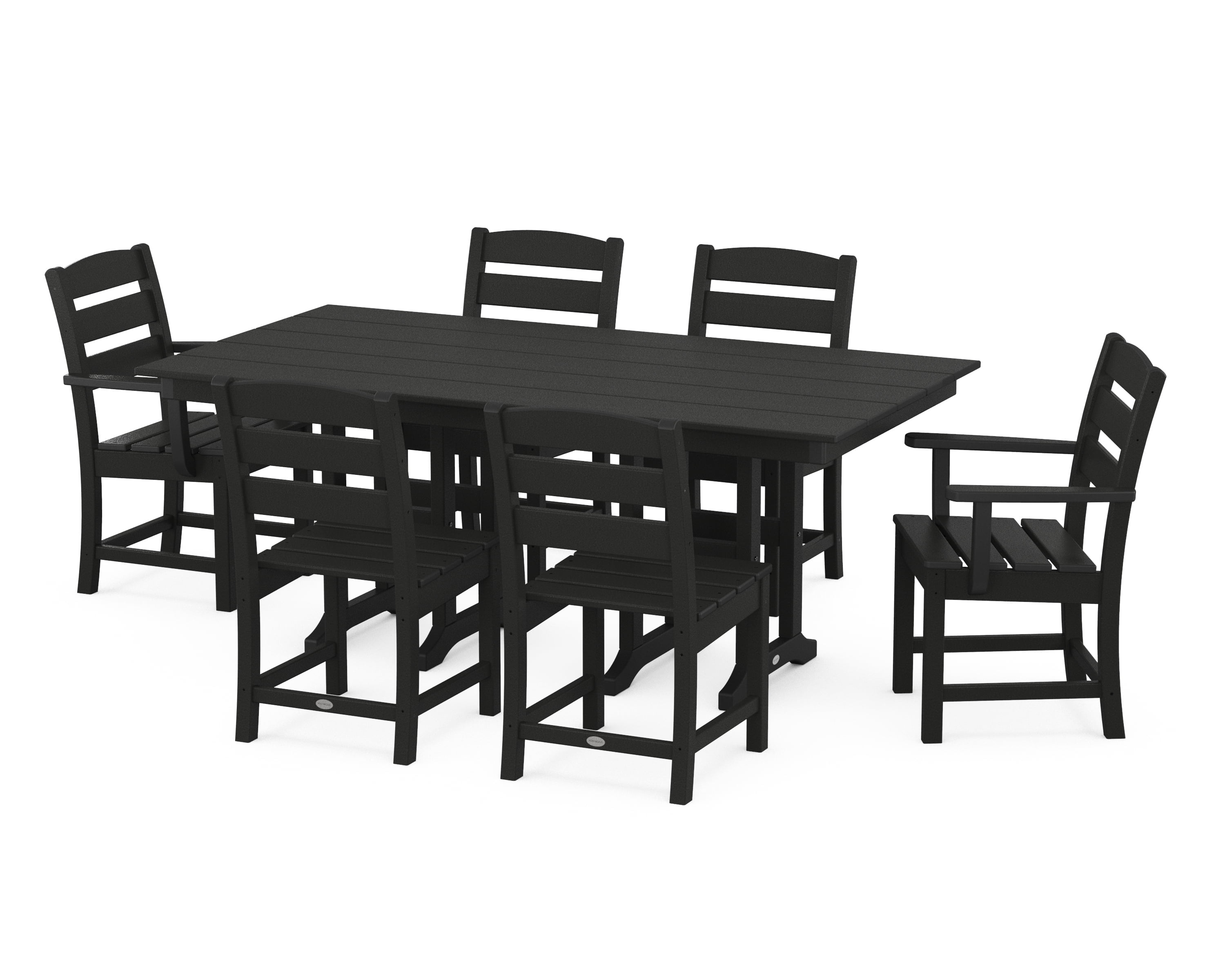 POLYWOOD Lakeside 7-Piece Farmhouse Outdoor Dining Set, Seats 6, Black ...
