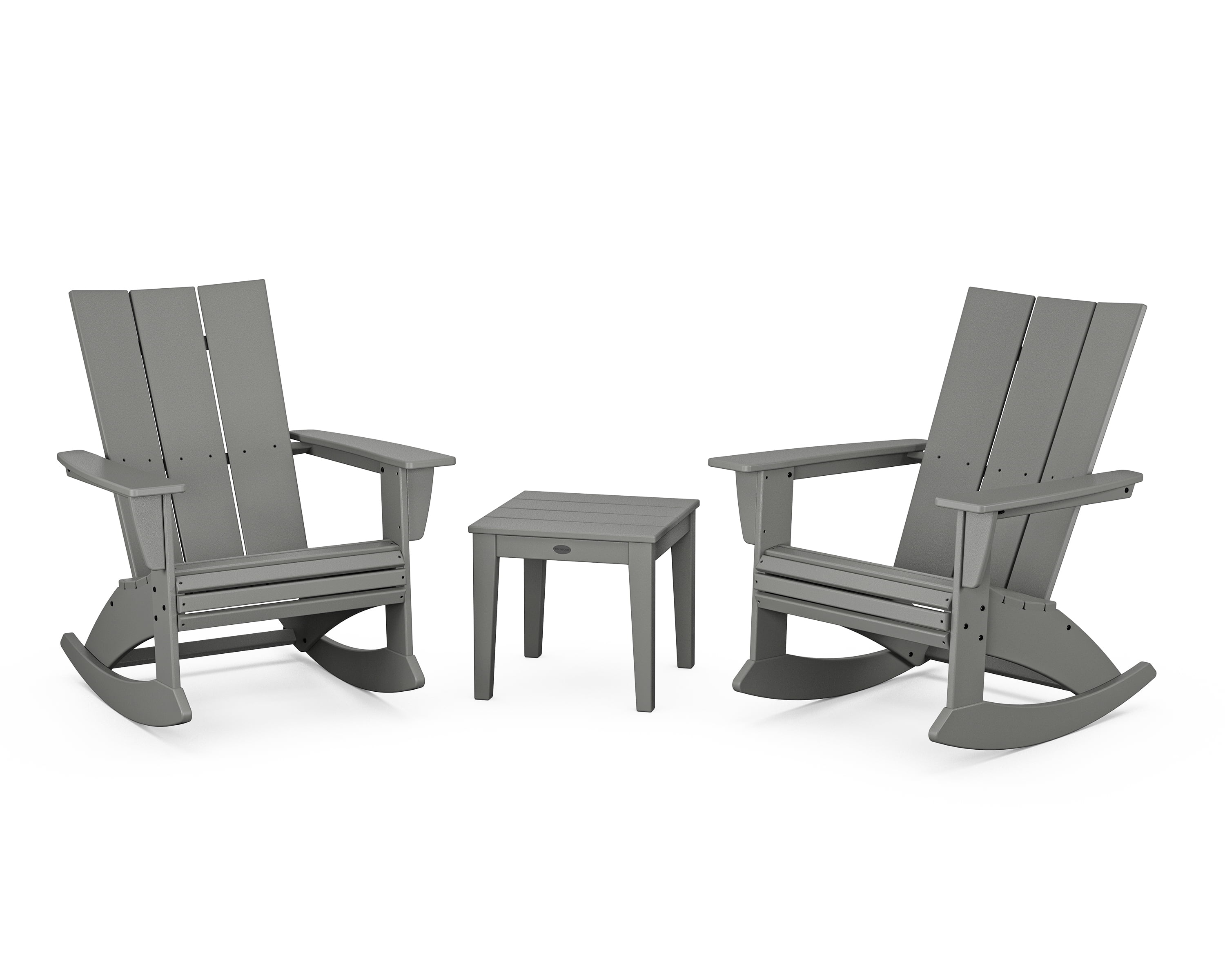 POLYWOOD Modern Curveback Adirondack Patio Furniture Set, 3-Piece ...