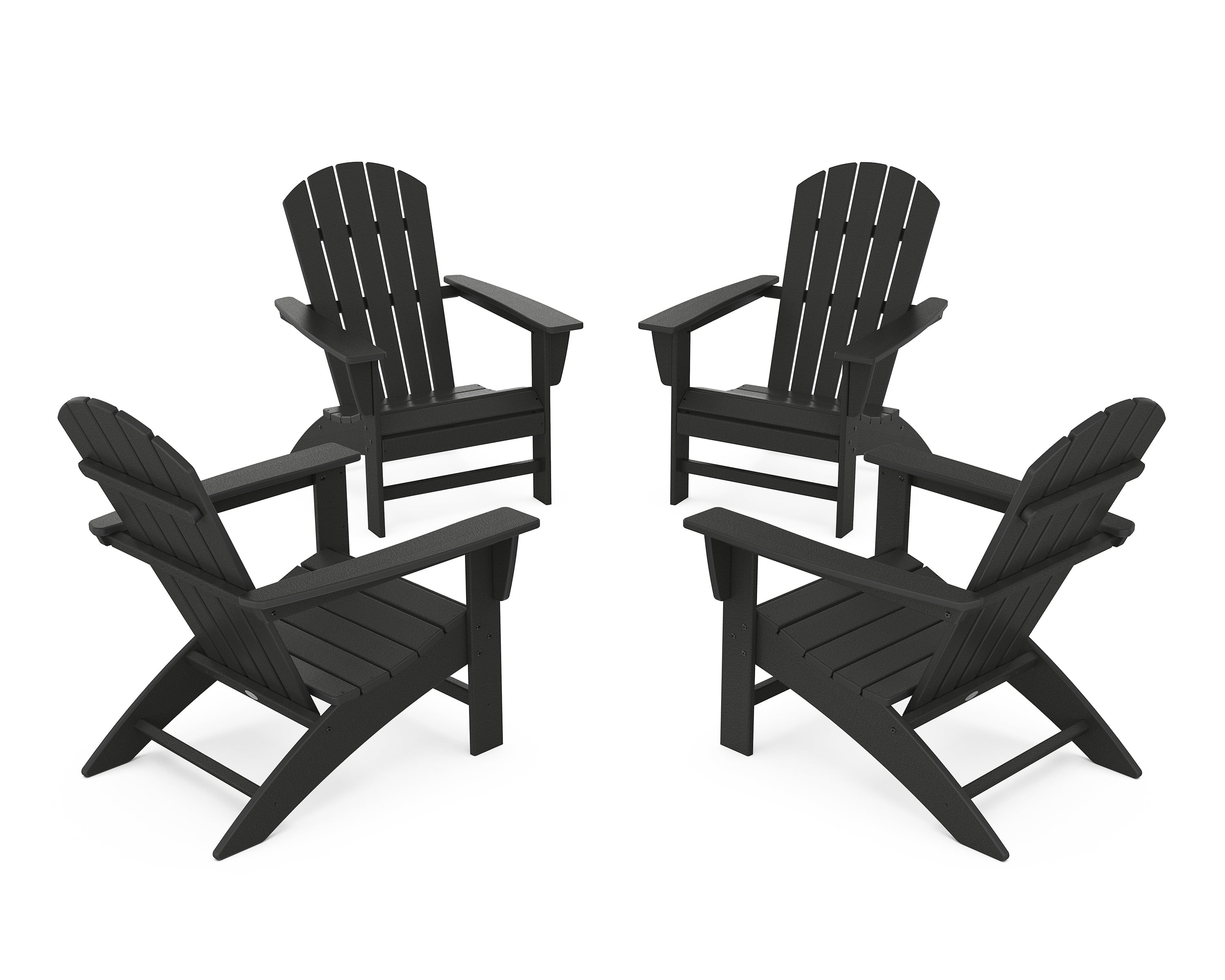 POLYWOOD Nautical 4-Piece Outdoor Adirondack Conversation Set in Black ...