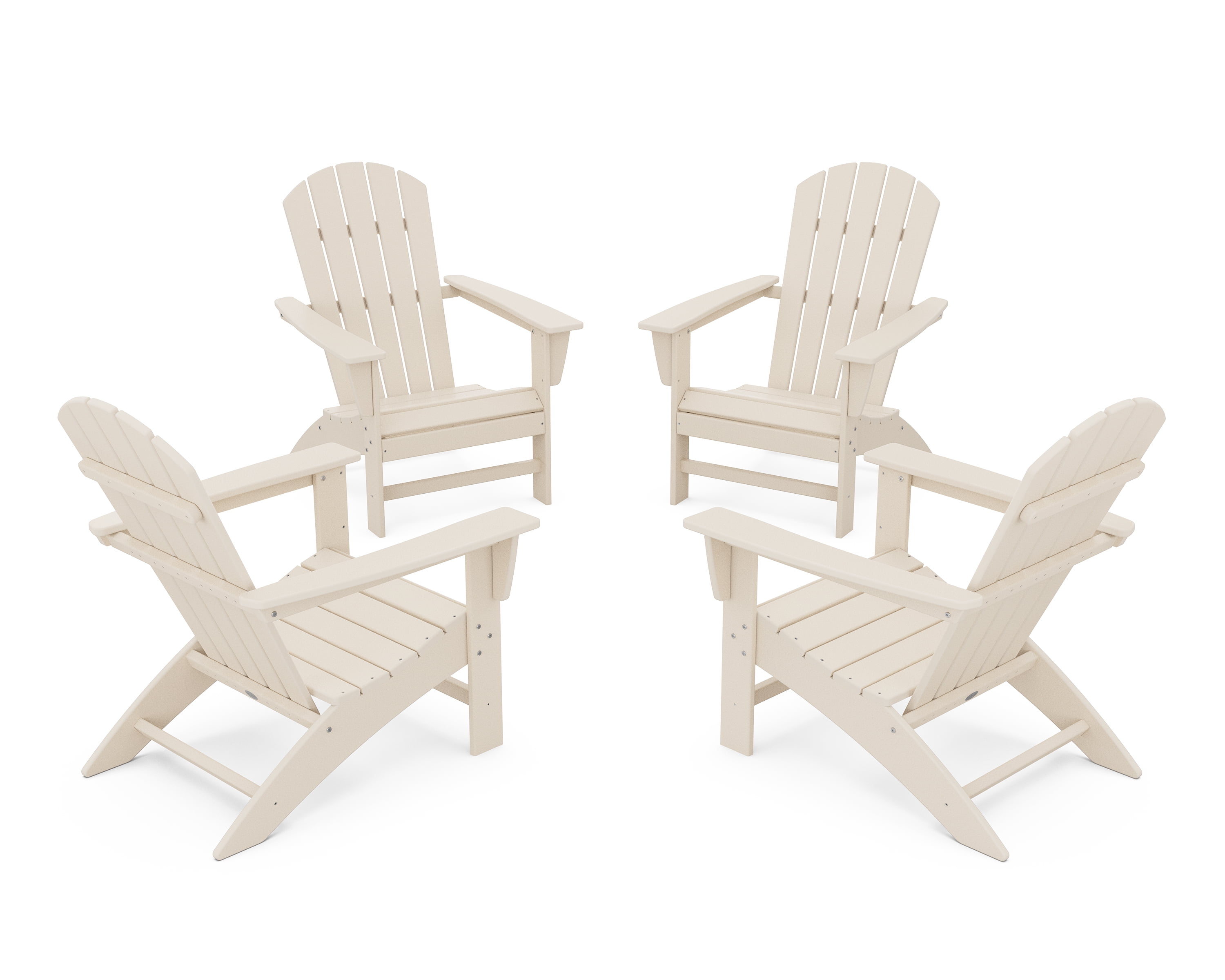 POLYWOOD Nautical 4-Piece Outdoor Adirondack Conversation Set in Sand ...