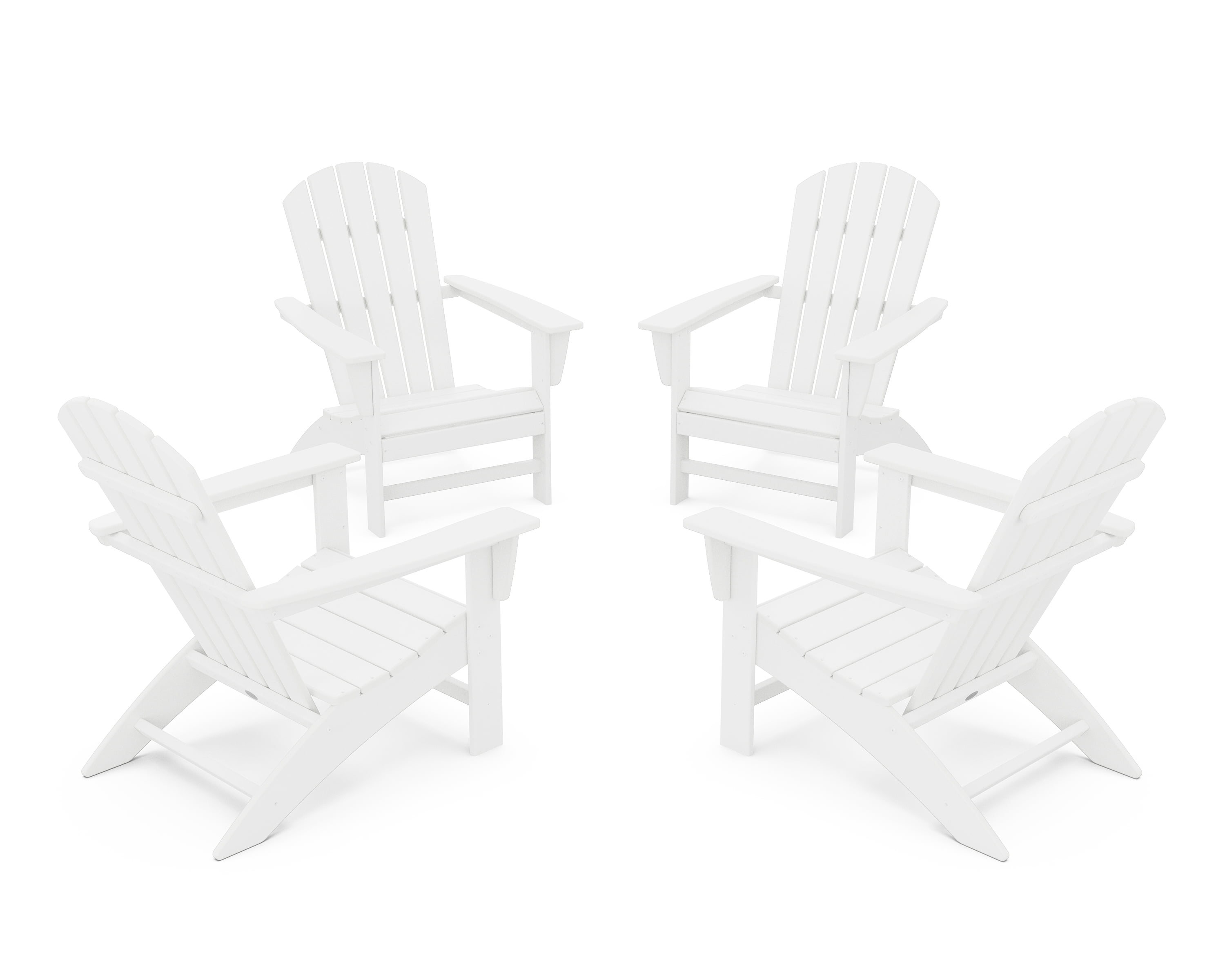 POLYWOOD Nautical 4-Piece Outdoor Adirondack Conversation Set in White ...