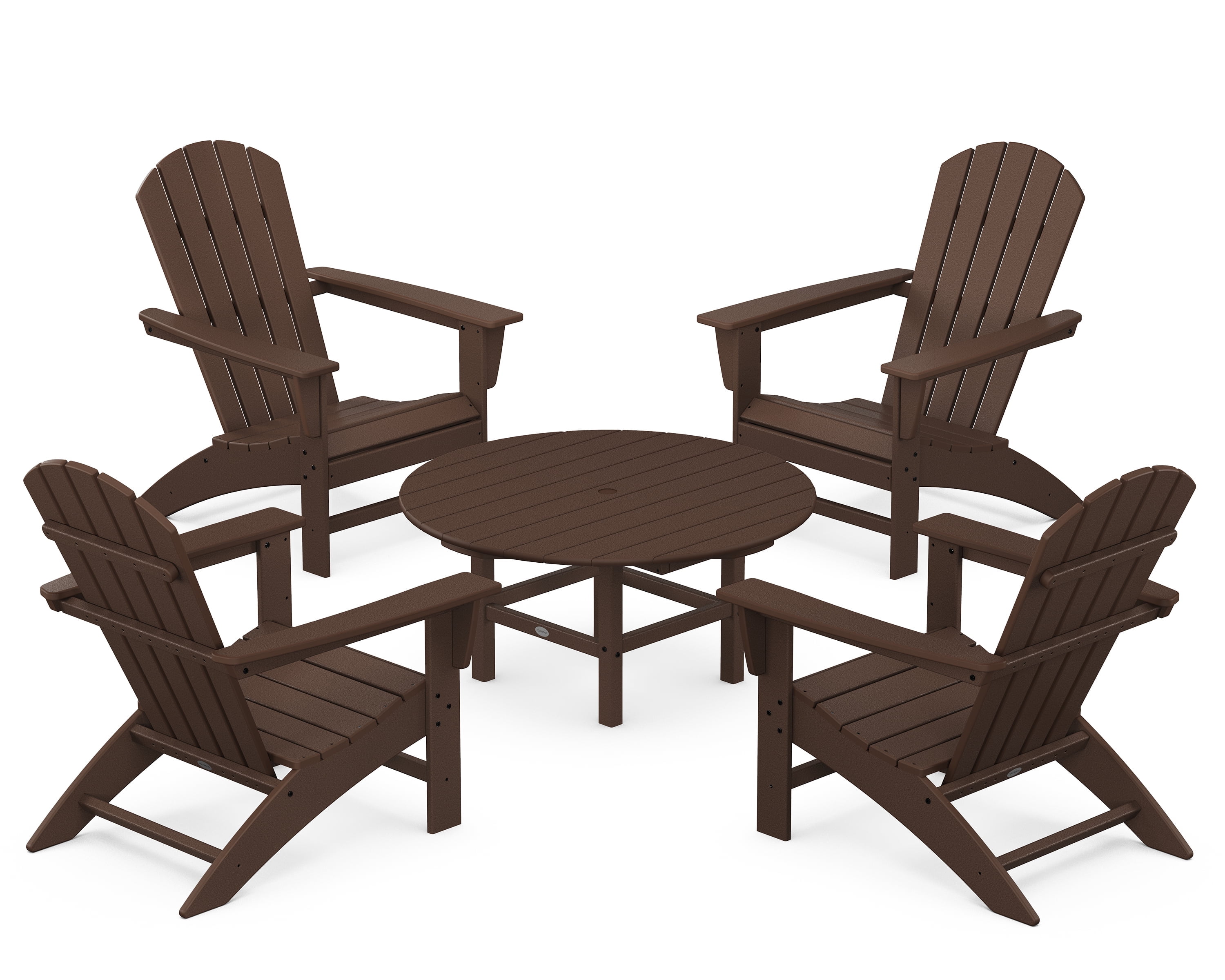 POLYWOOD Nautical 5-Piece Outdoor Adirondack Chair Conversation Set in ...
