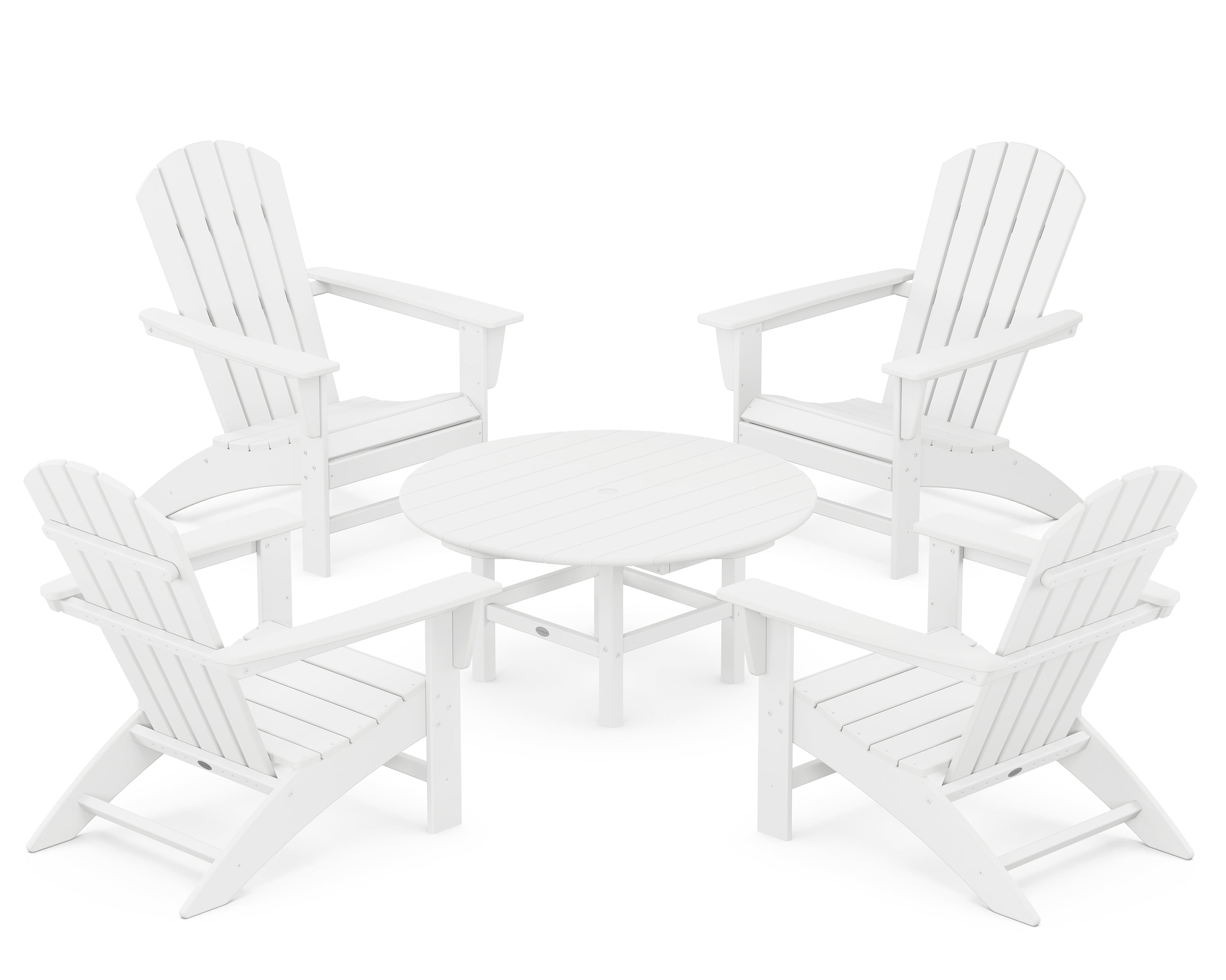 POLYWOOD Weather-Proof Nautical 5-Piece Adirondack Outdoor Conversation ...
