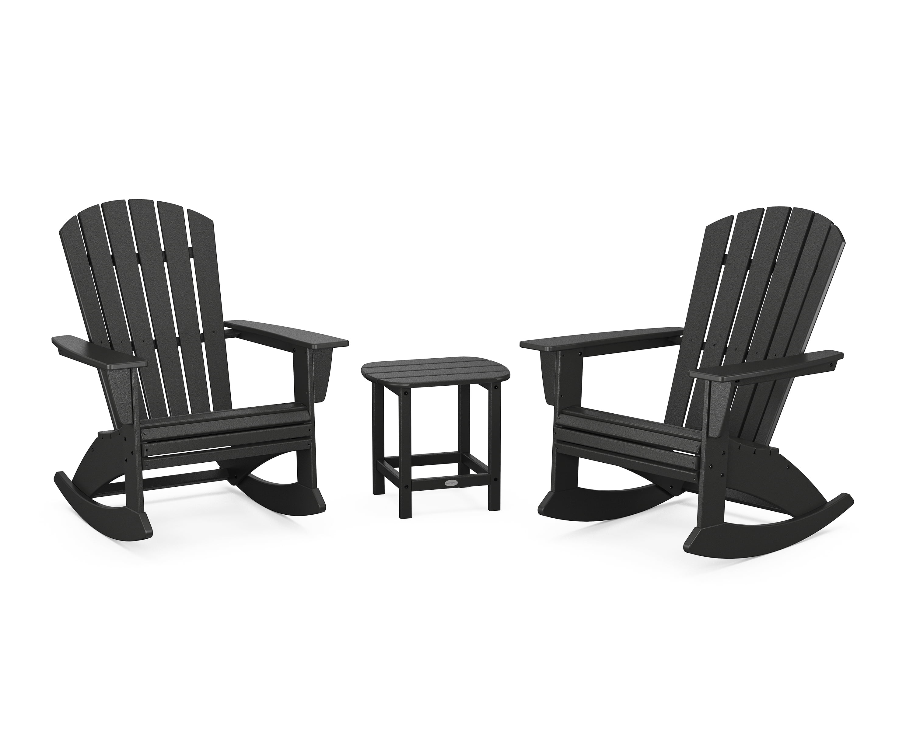 POLYWOOD Nautical Curveback 3-Piece Adirondack Rocking Chair Set in ...
