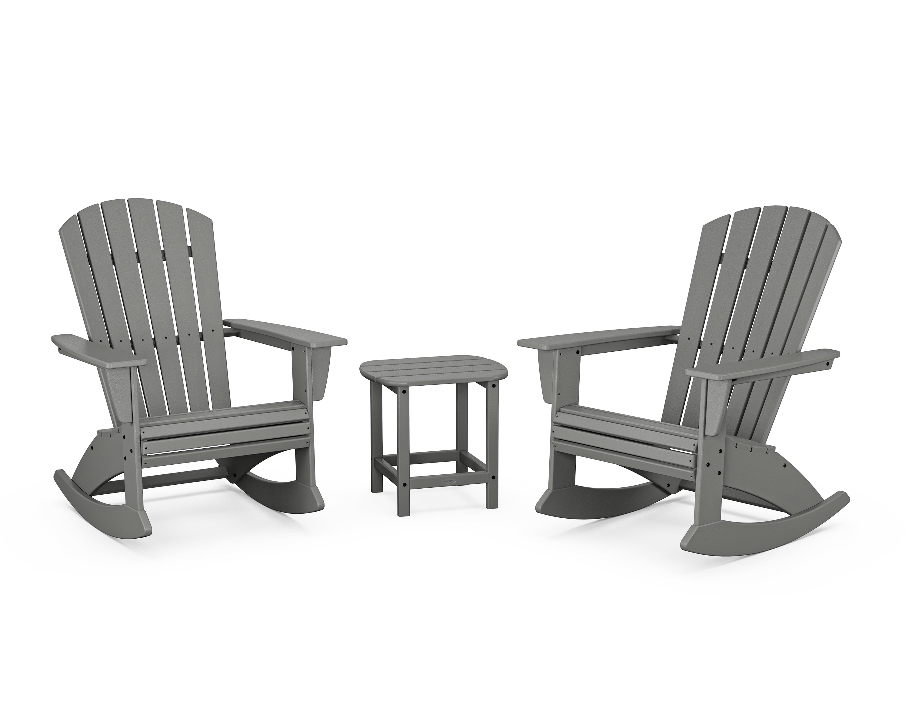 POLYWOOD Nautical Curveback 3-Piece Adirondack Rocking Chair Set in ...