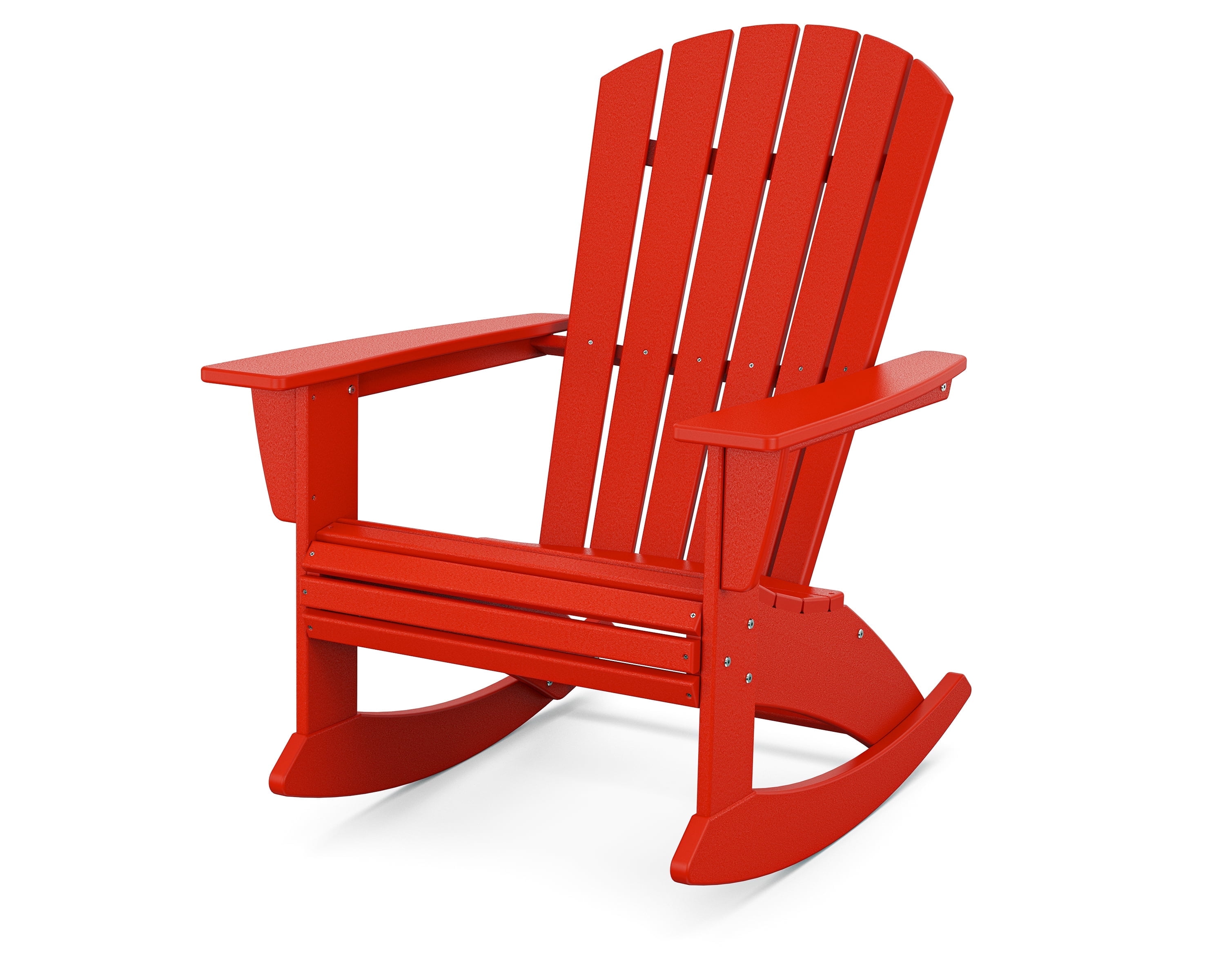 POLYWOOD Nautical Curveback Outdoor Adirondack Rocking Chair in Sunset ...