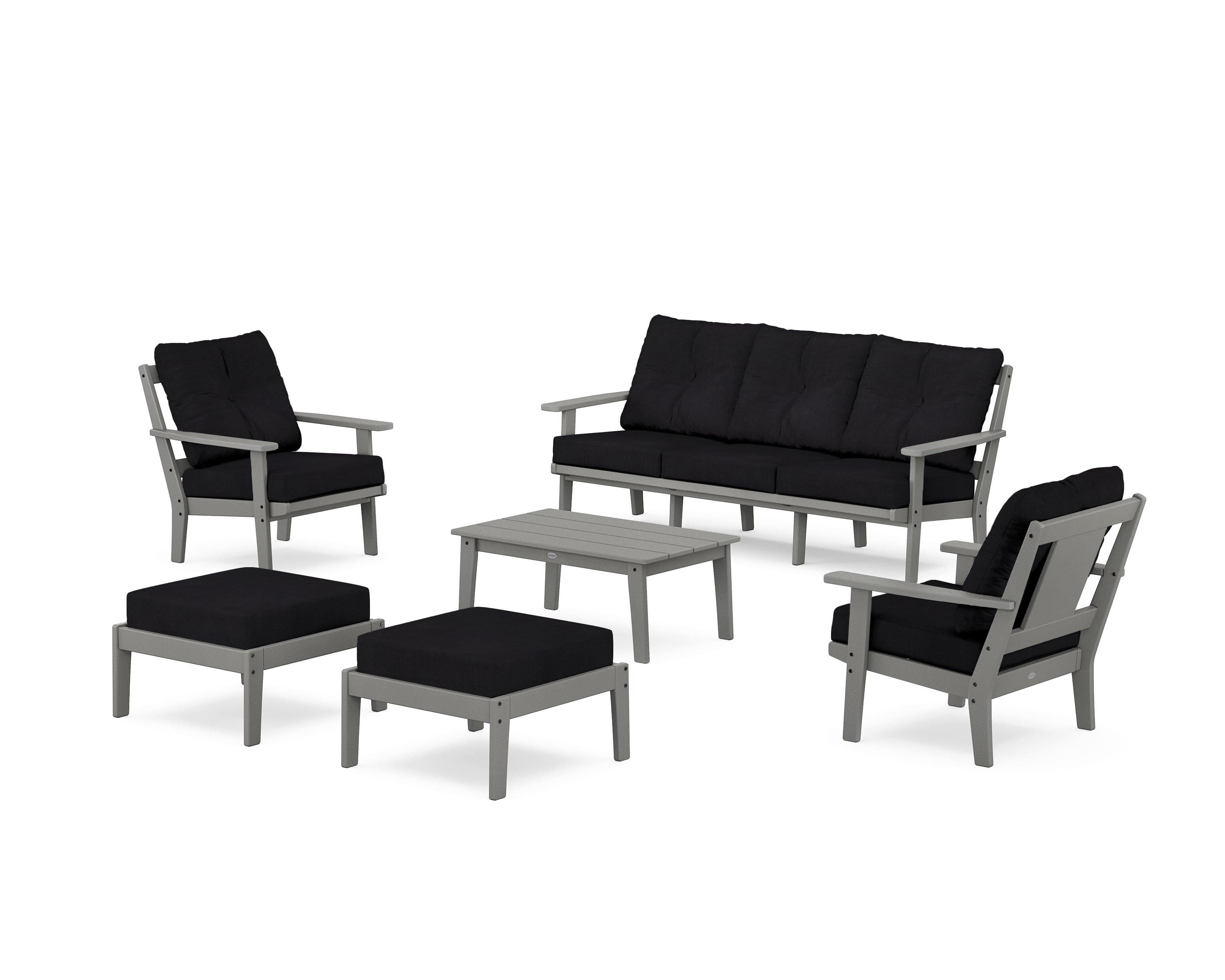 POLYWOOD® Prairie 6-Piece Lounge Sofa Set in Slate Grey / Midnight ...