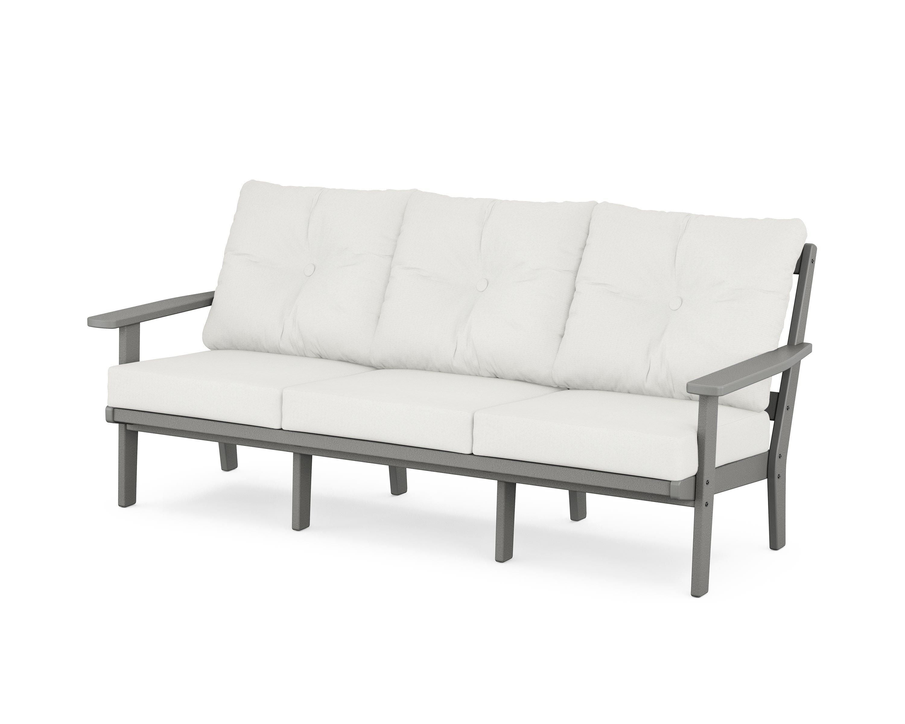 POLYWOOD® Prairie Deep Seating Sofa in Slate Grey / Natural Linen ...