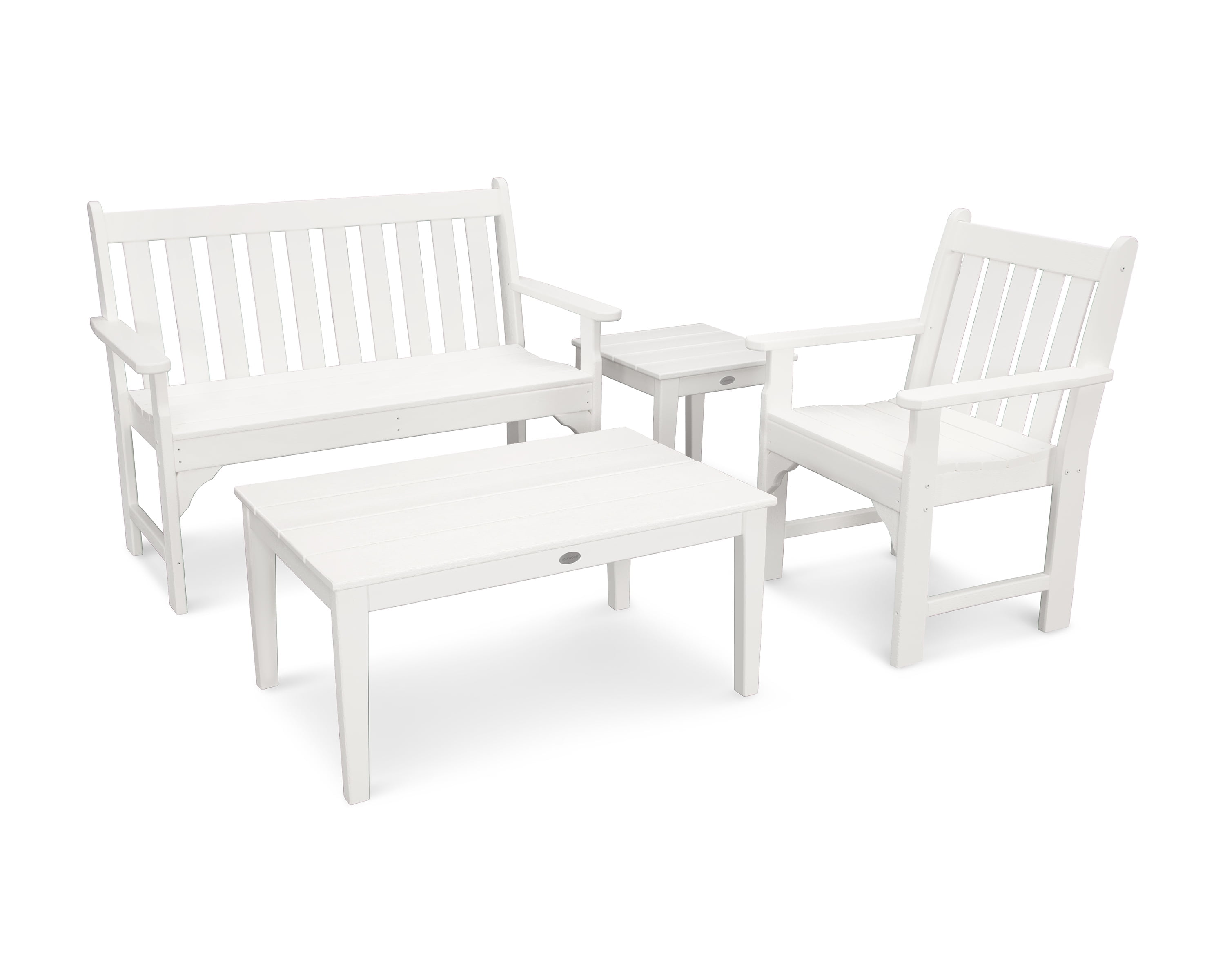 POLYWOOD Vineyard 4-Piece Bench Seating Set in White - Walmart.com