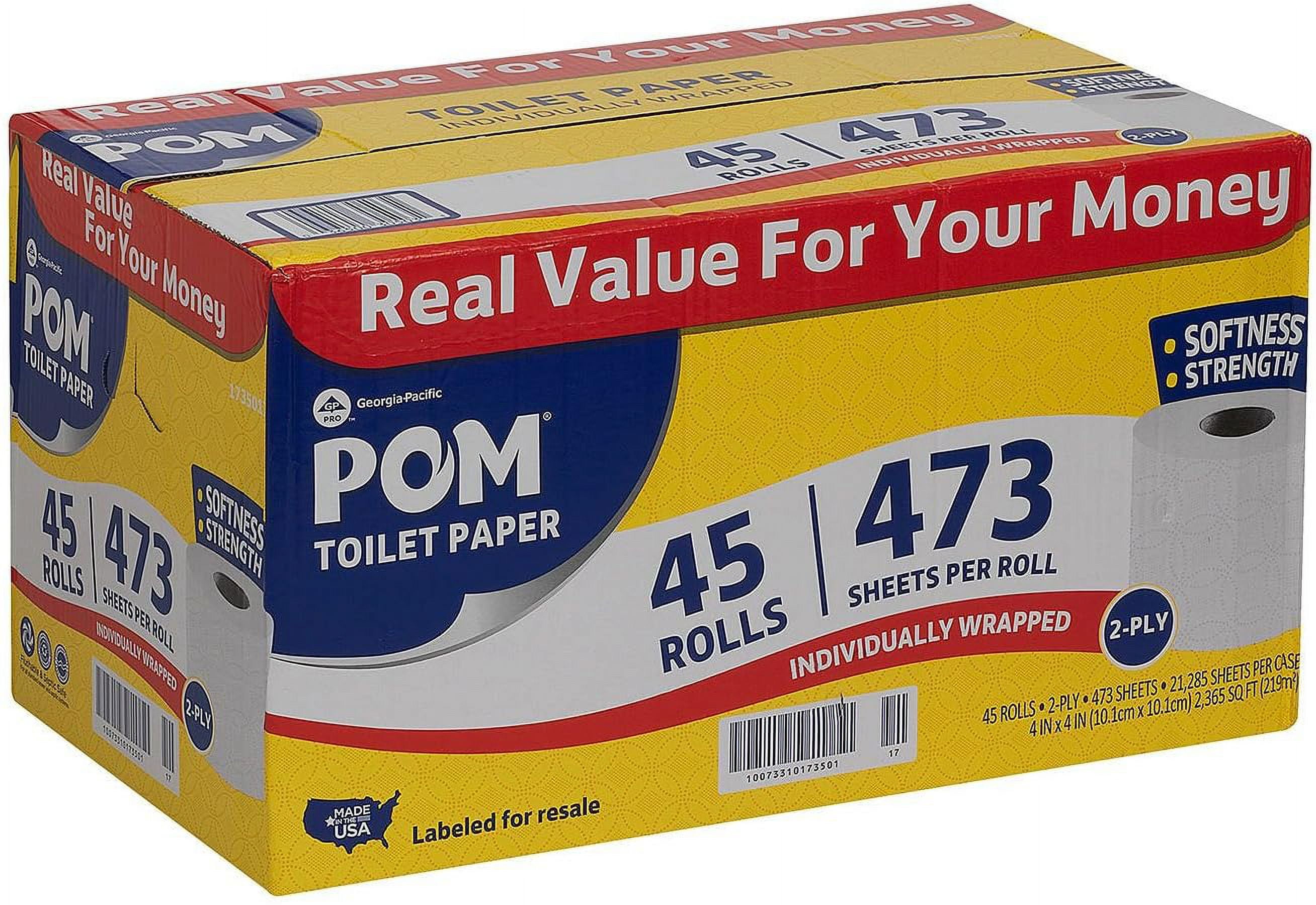 POM Bath Tissue, 2 Ply/473 Sheets (45 Rolls) - Walmart.com