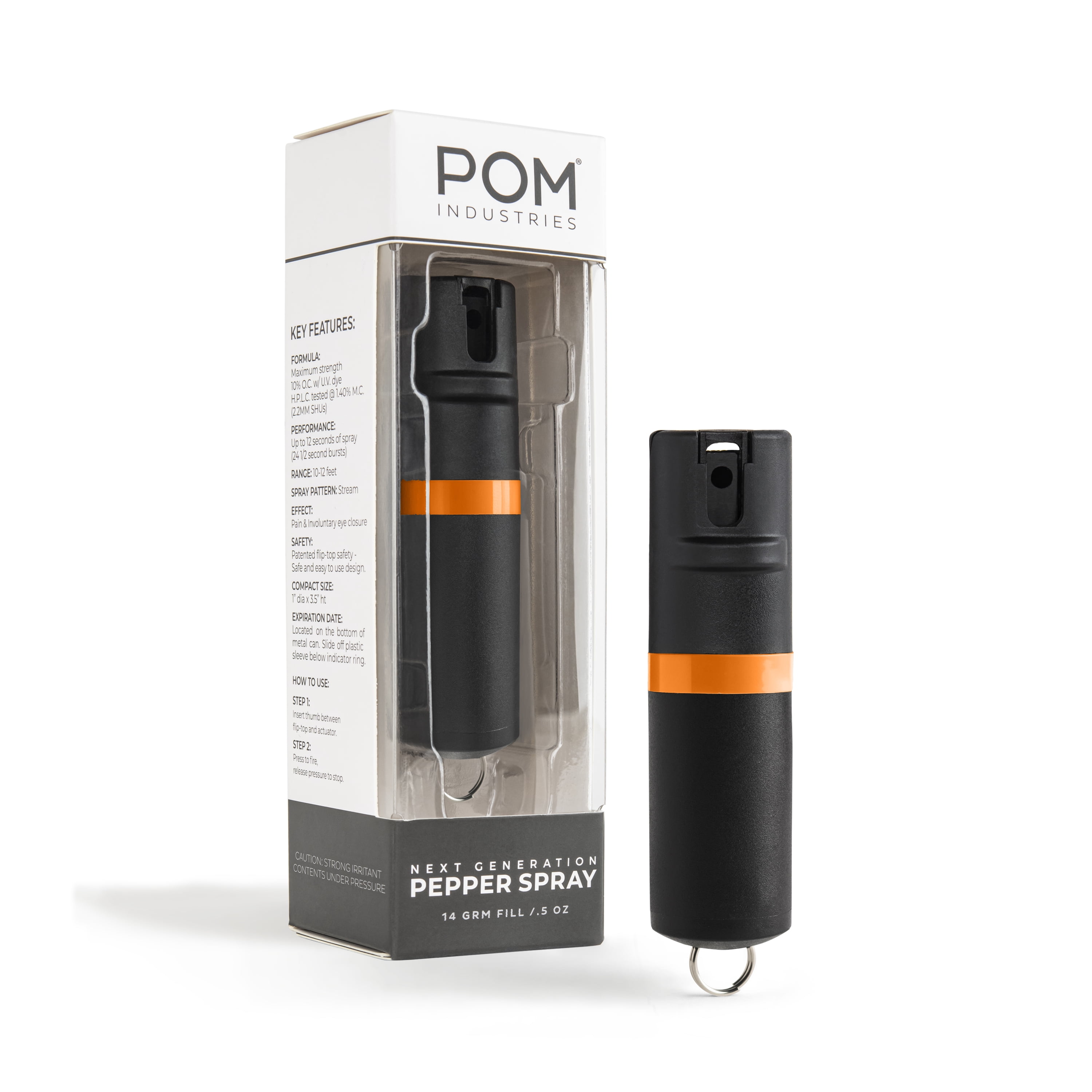 POM Pepper Spray Keychain - Flip Top Safety - Maximum Strength OC Spray ...