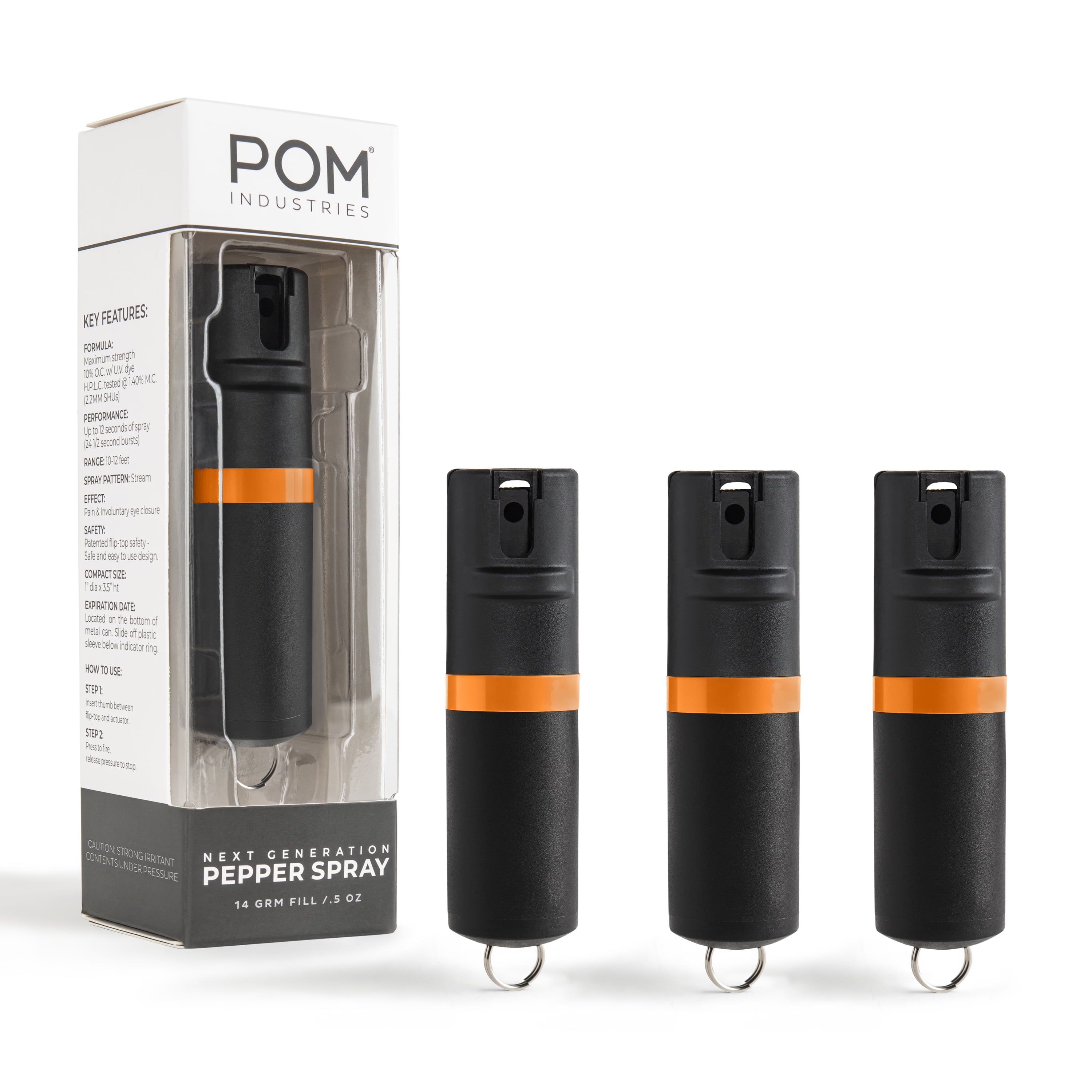 POM Pepper Spray Keychain - Flip Top Safety - Maximum Strength OC Spray ...
