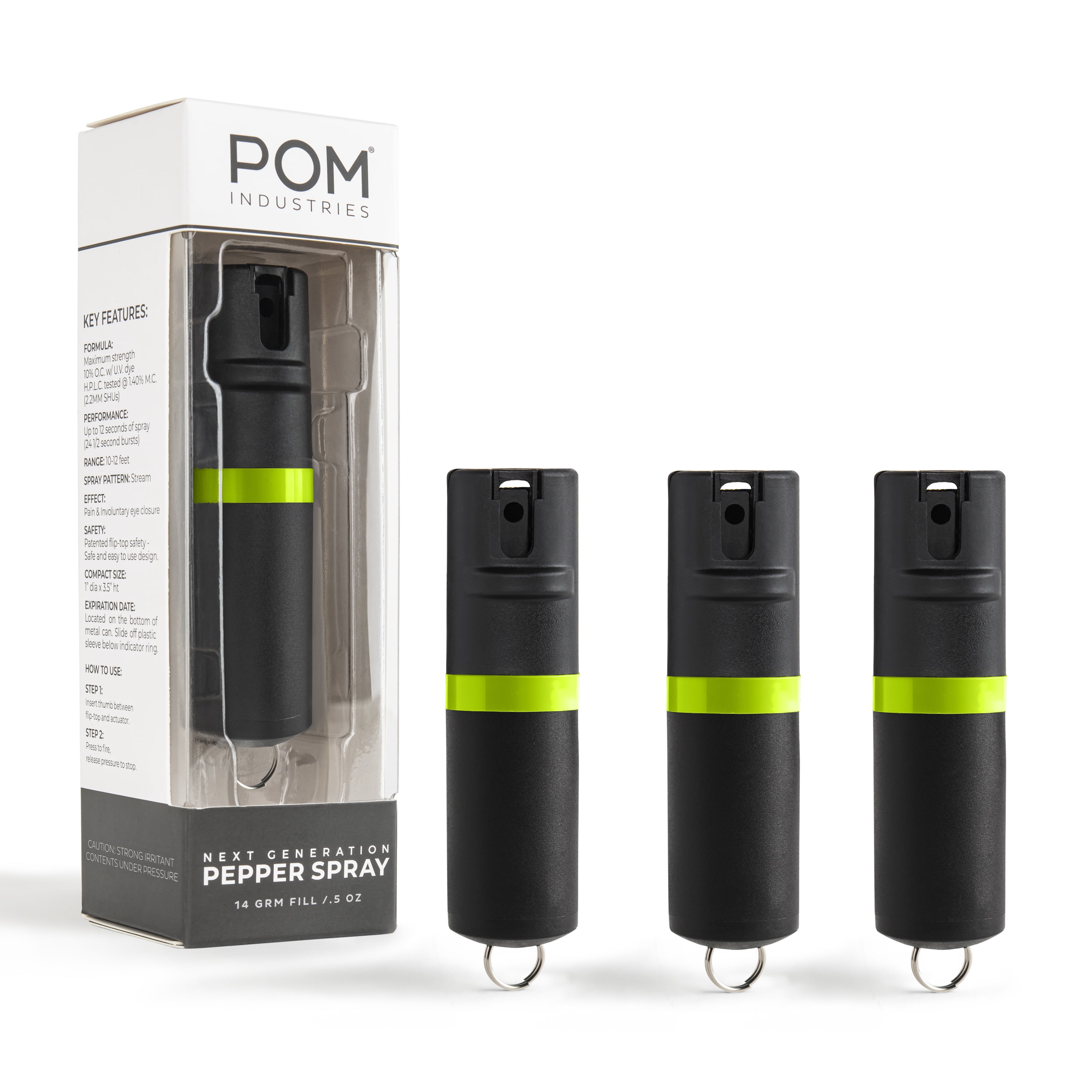 POM Pepper Spray Keychain - Flip Top Safety - Maximum Strength OC Spray ...