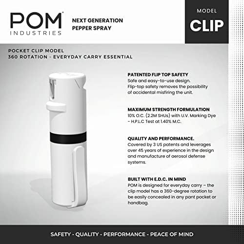 POM Pepper Spray Pocket Clip - Flip Top Safety - Maximum Strength OC ...